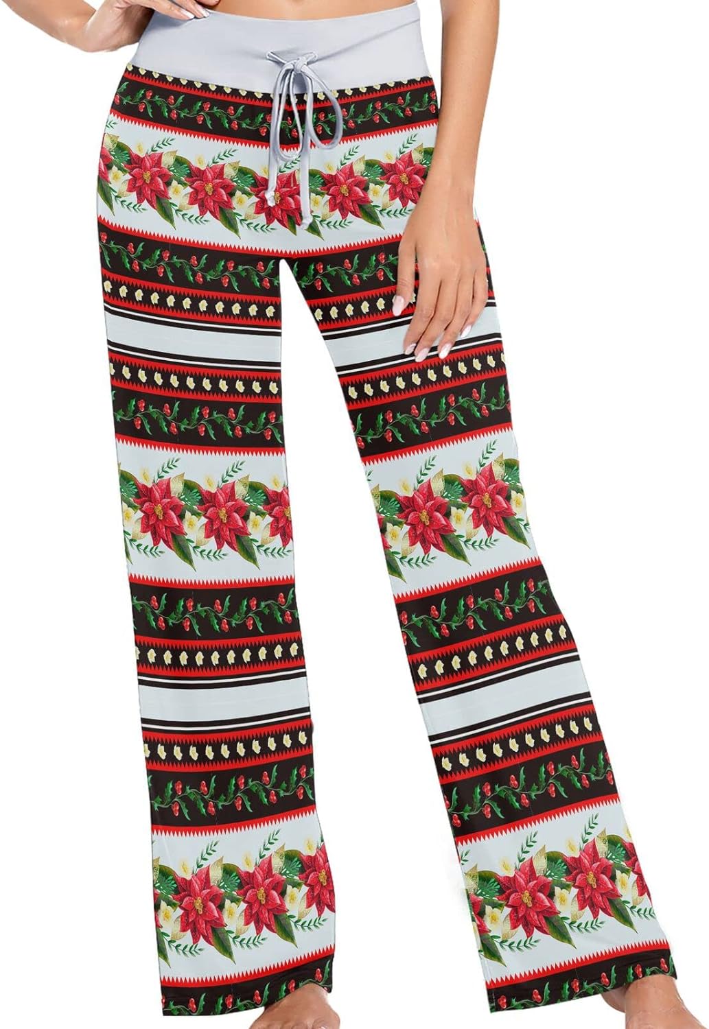 FREEAMG Chic Women's Comfy Drawstring Floral Lounge PJ Pajama Pants ...