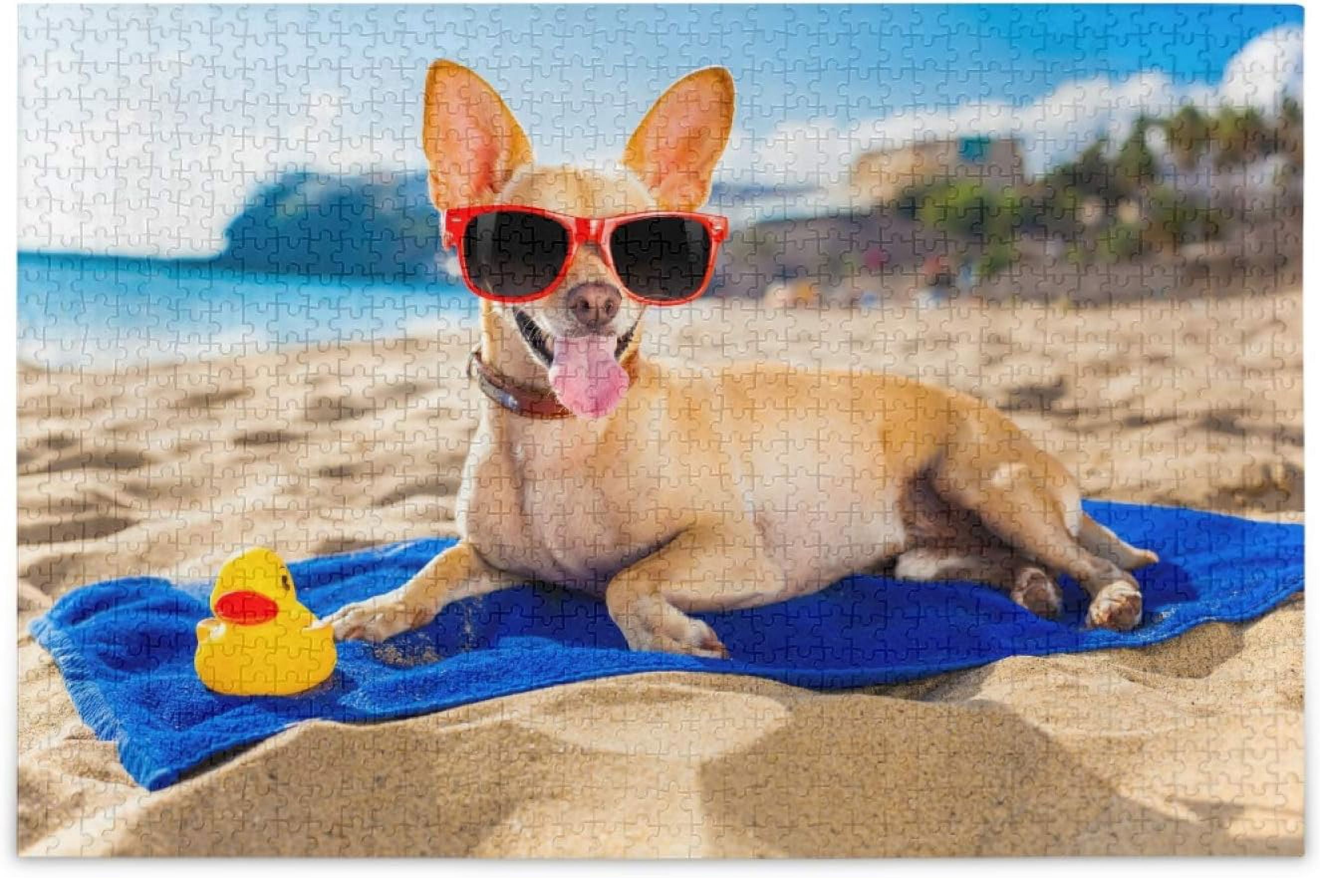 FREEAMG Chihuahua Dog at The Beach Puzzle for Adults 1000 Piece Puzzles ...