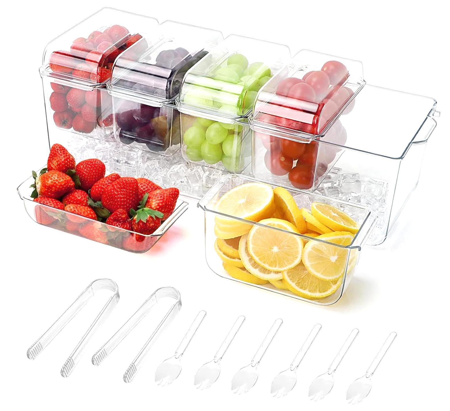 FREEAMG Chilled Condiment Tray Server with 5 Containers and Removable ...