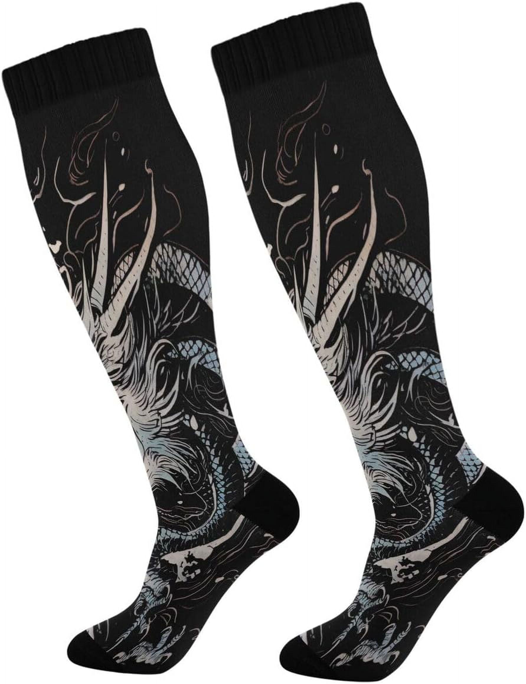 FREEAMG Chinese Dragon Compression Socks Women Men Knee High Stockings ...