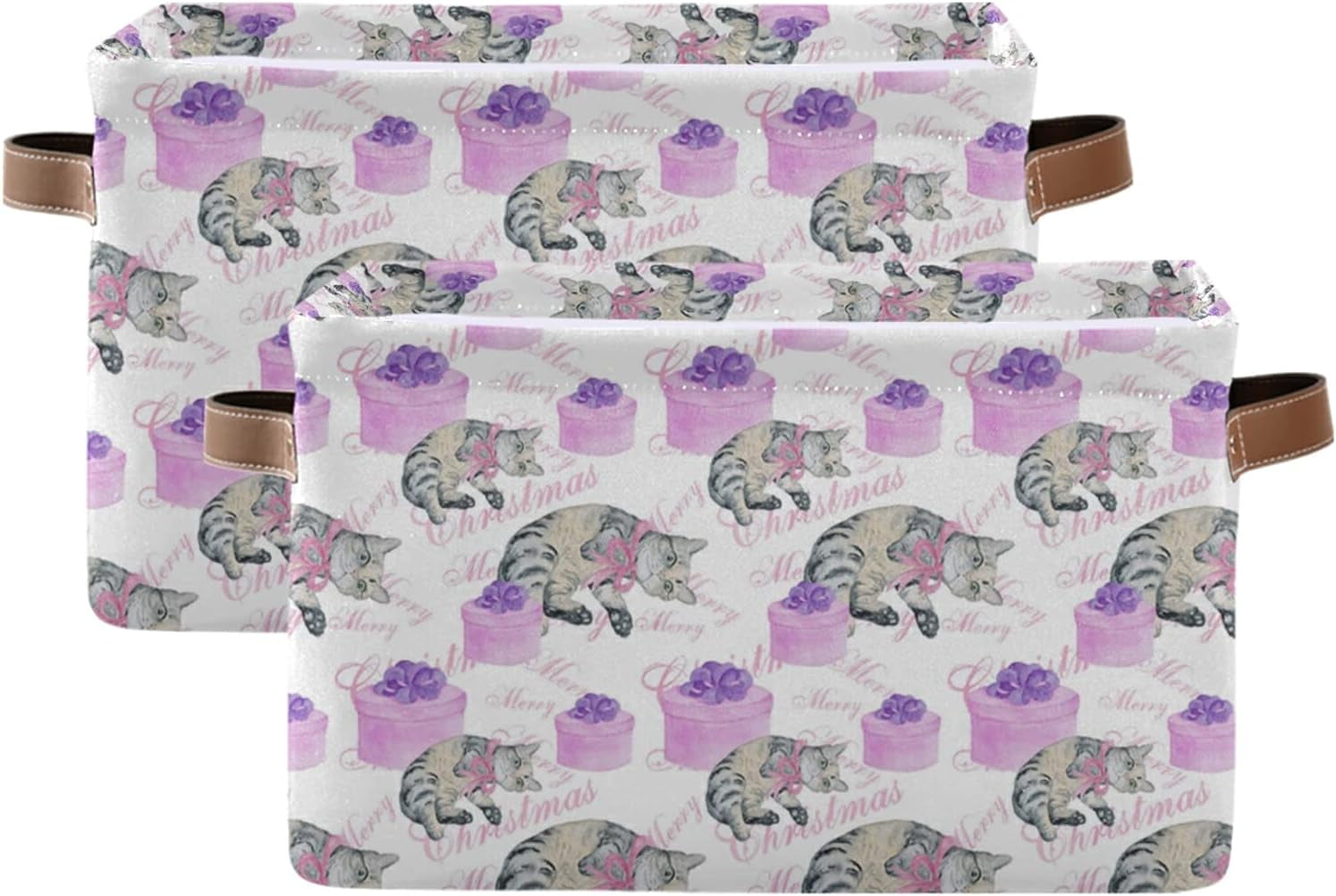 FREEAMG Christmas Box Cute Cat Storage Bin for Toy Storage Basket Dirty ...