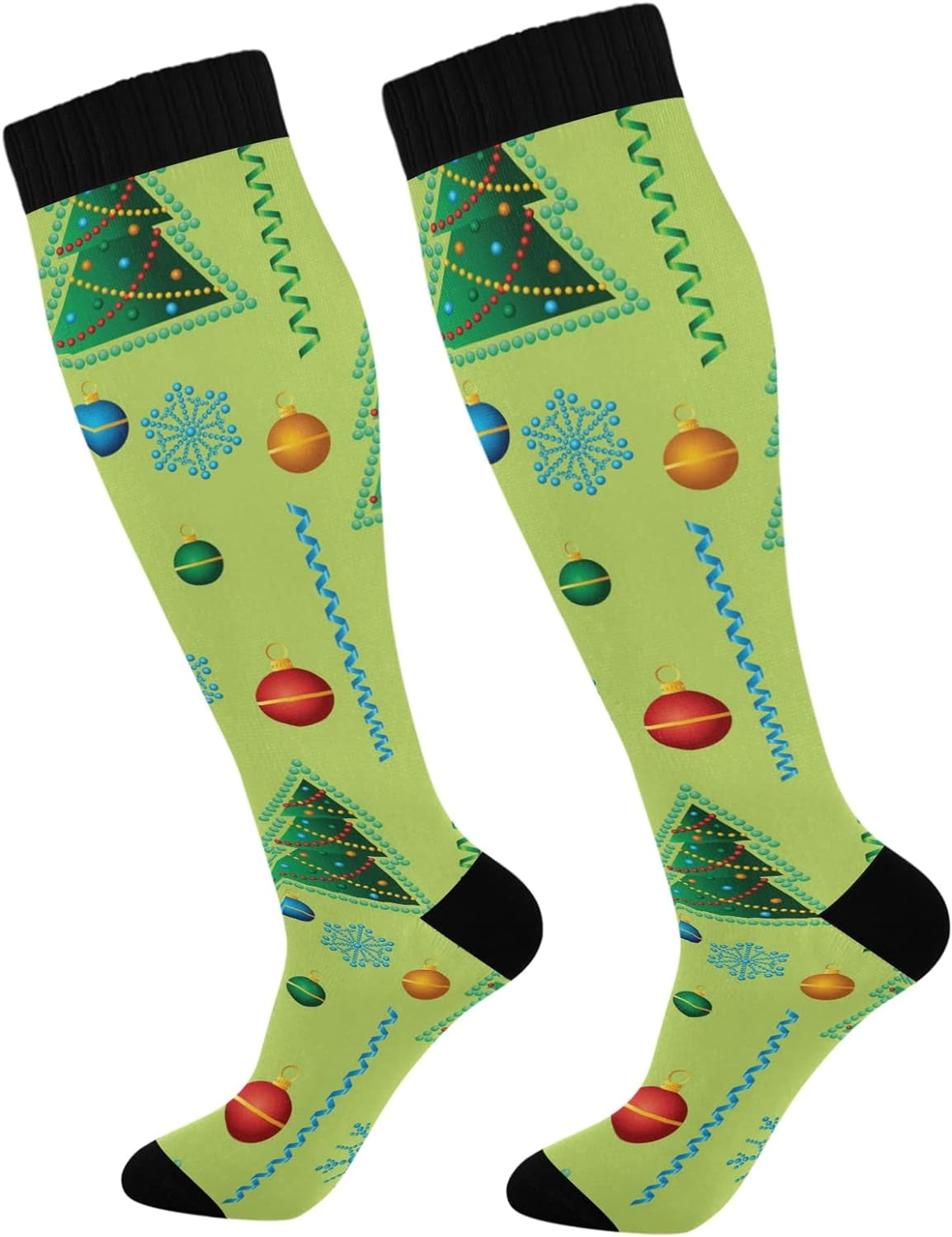 FREEAMG Christmas Compression Socks Women Men Long Stocking (20-30mmHg ...