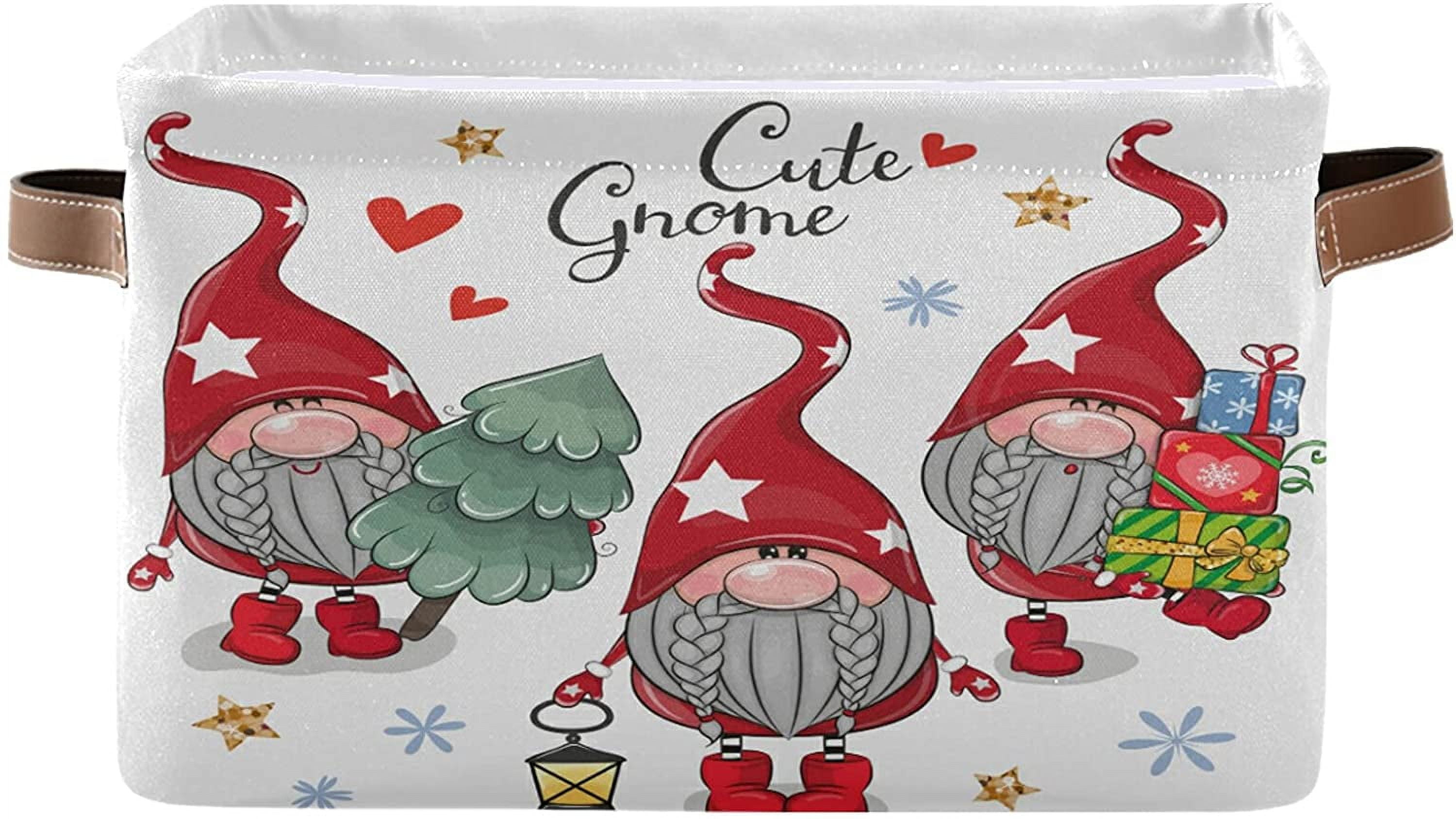 FREEAMG Christmas Cute Cartoon Gnomes Storage Bin for Toy Storage ...