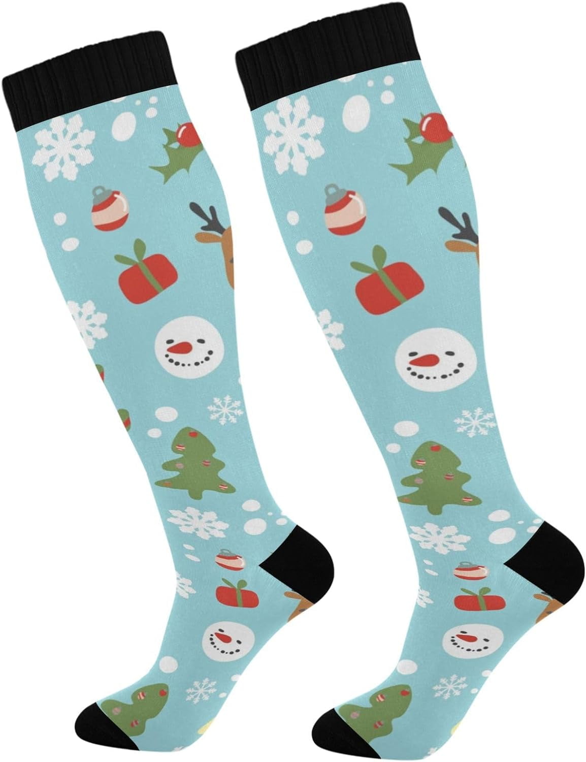 FREEAMG Christmas Decoration Compression Socks for Men & Women Running ...