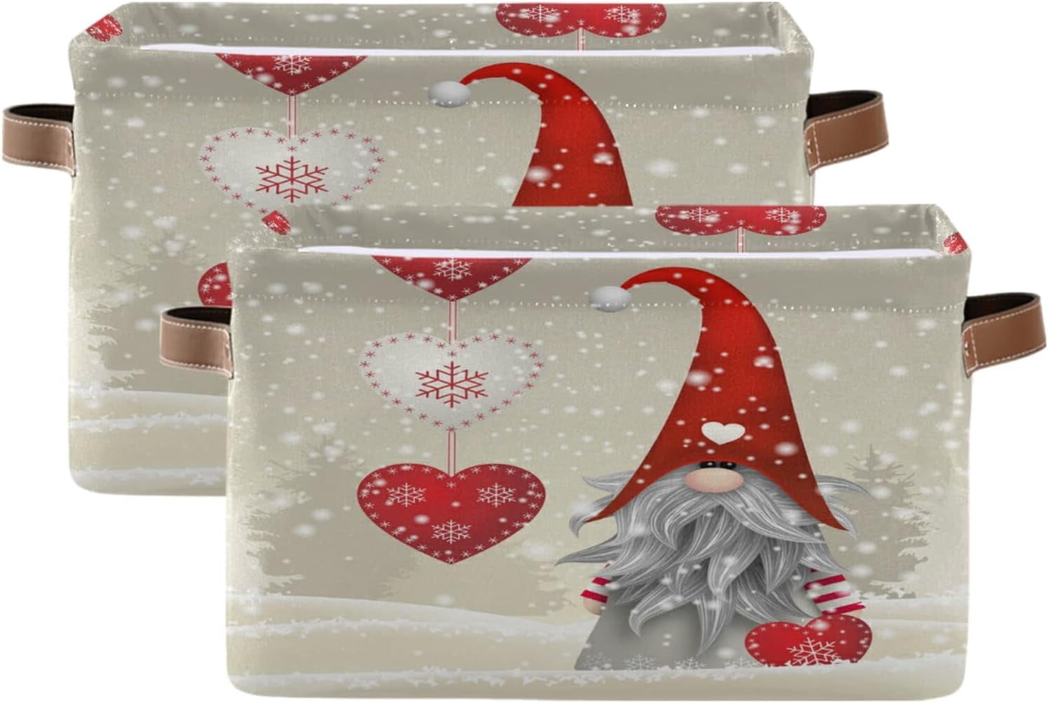 FREEAMG Christmas Gnome Snowflake Storage Bin for Toy Storage Basket ...
