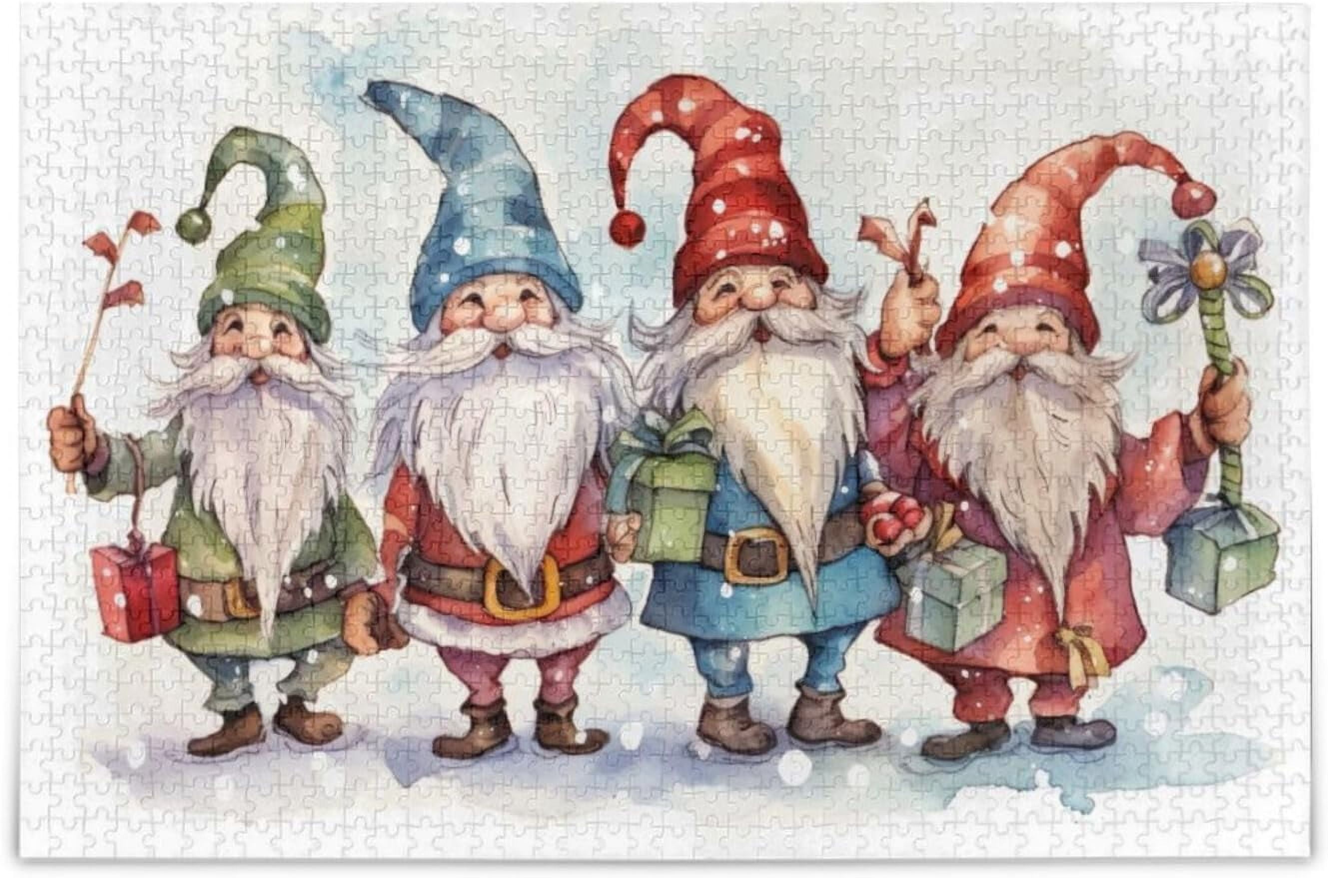 FREEAMG Christmas Gnomes Puzzle 500 Pieces - Wooden Jigsaw Puzzles for ...