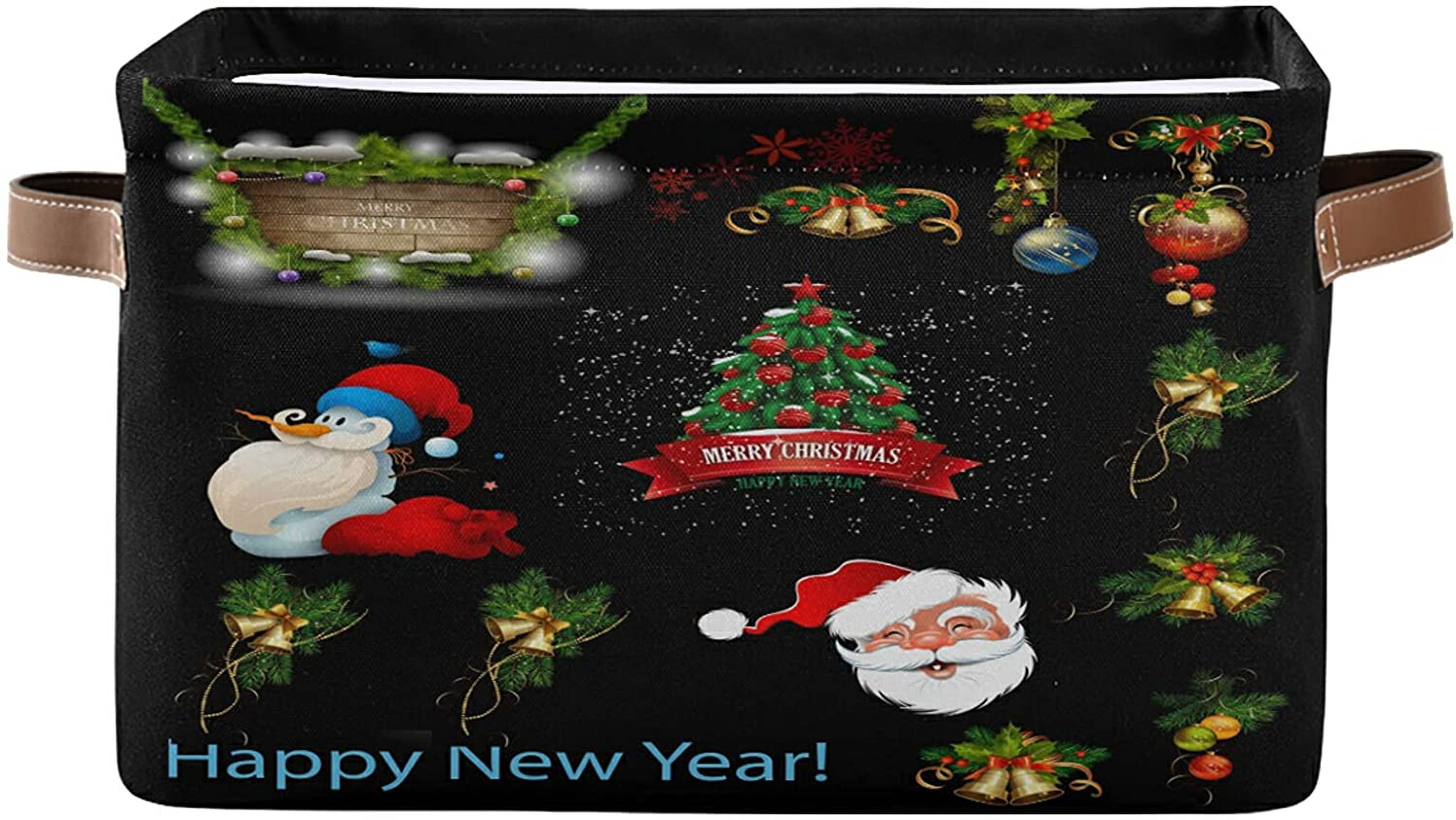FREEAMG Christmas Happy New Year Storage Bin for Toy Storage Basket ...