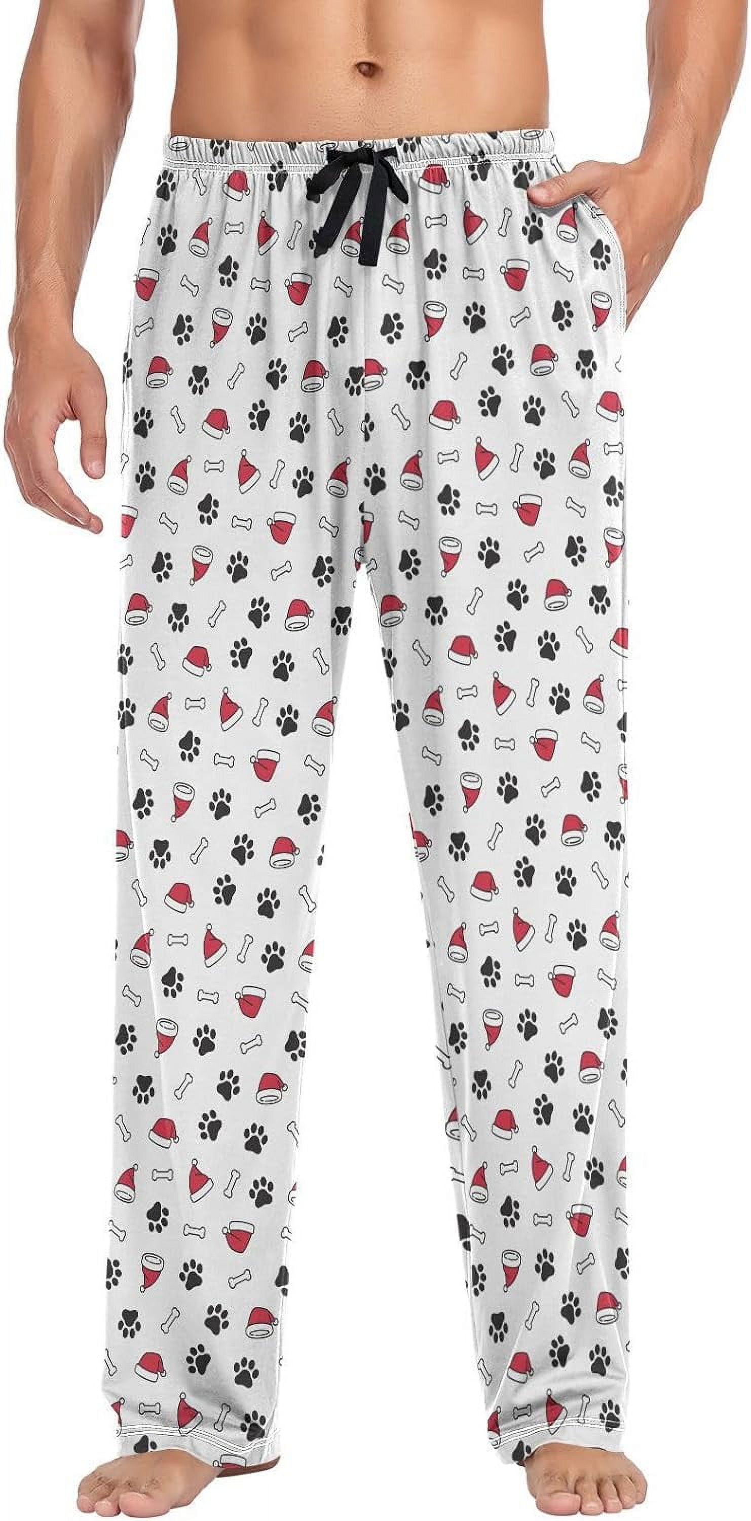 FREEAMG Christmas Hat and Paws Pajama Pants for Men, Men's Separate ...