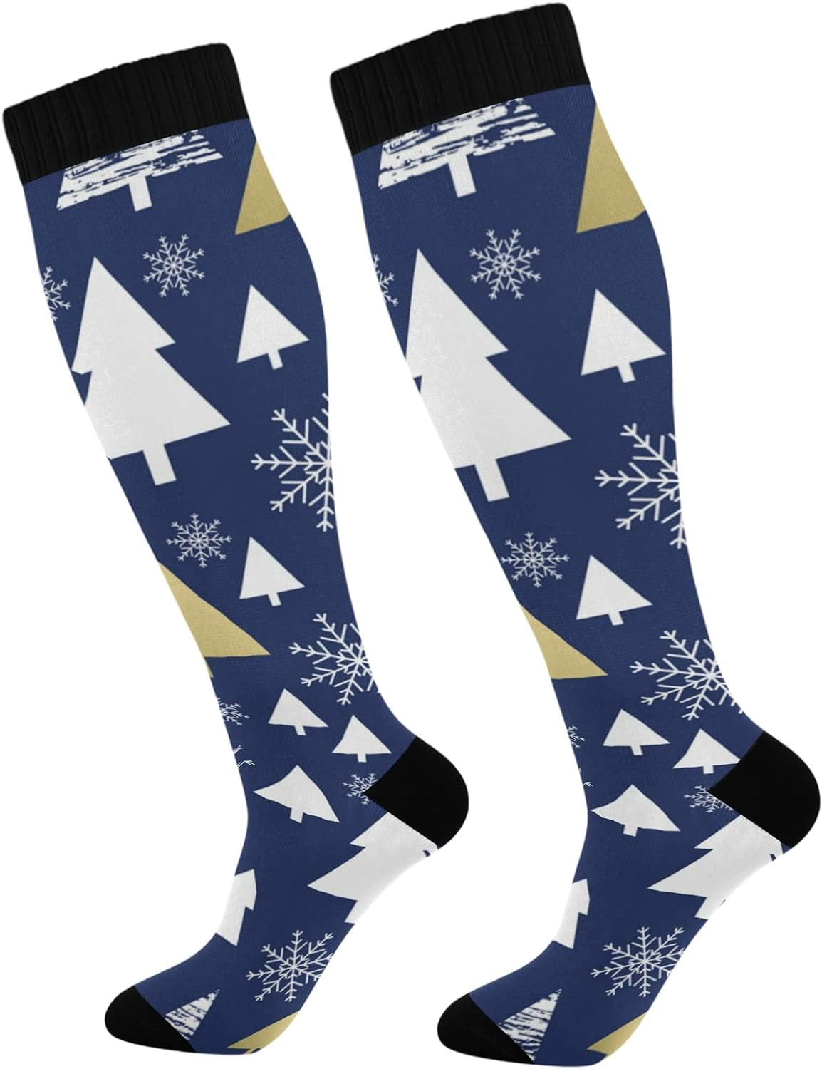 FREEAMG Christmas Tree Compression Socks for Men & Women Knee High ...