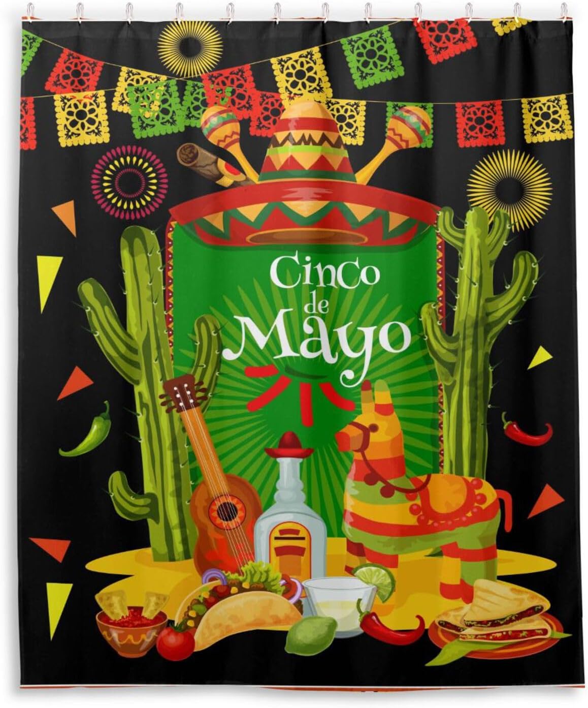FREEAMG Cinco De Mayo Theme Shower Curtain for Bathroom Waterproof ...