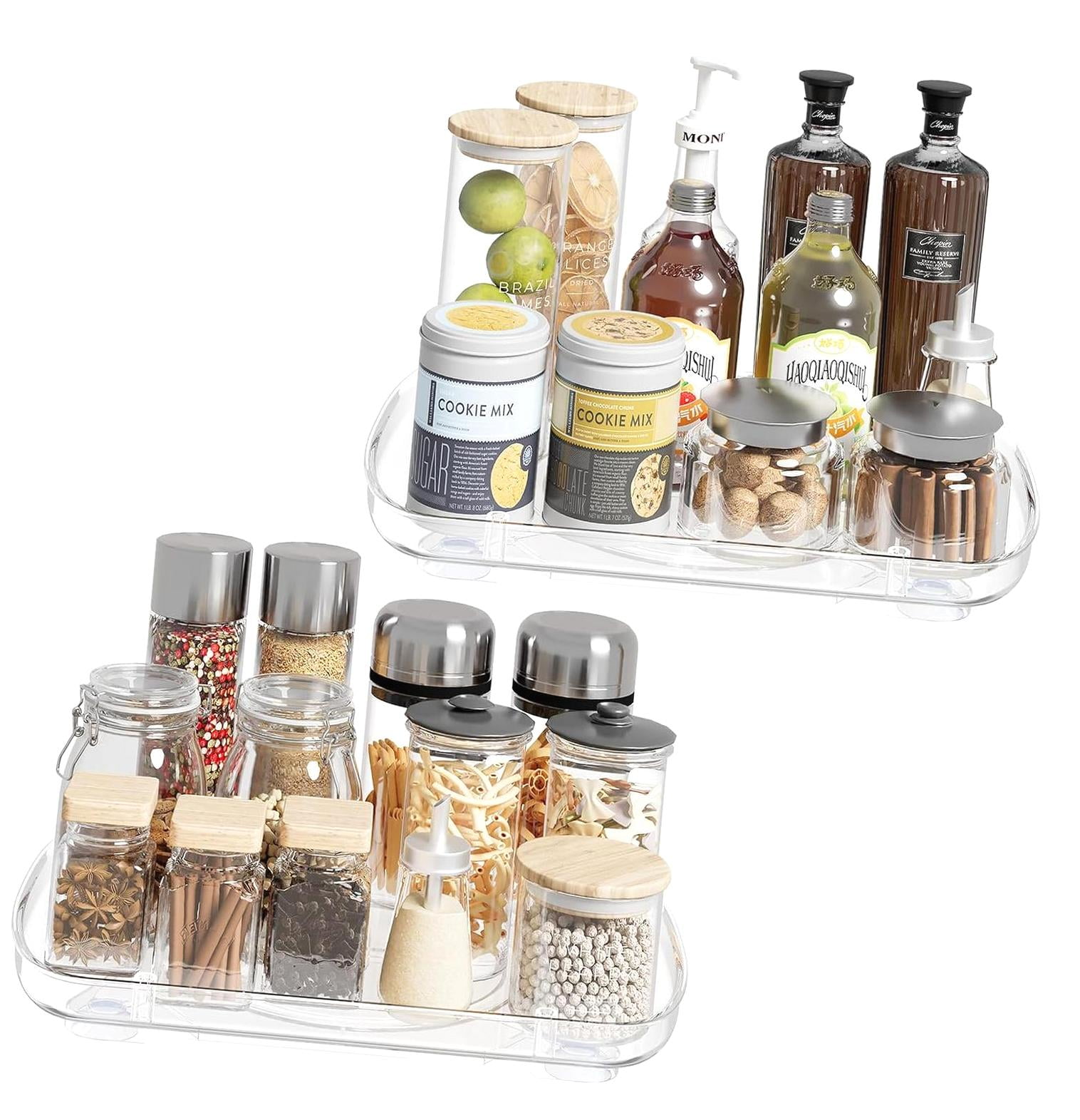 FREEAMG Clear Lazy Susan for Refrigerator, Rectangular Fridge Turntable ...