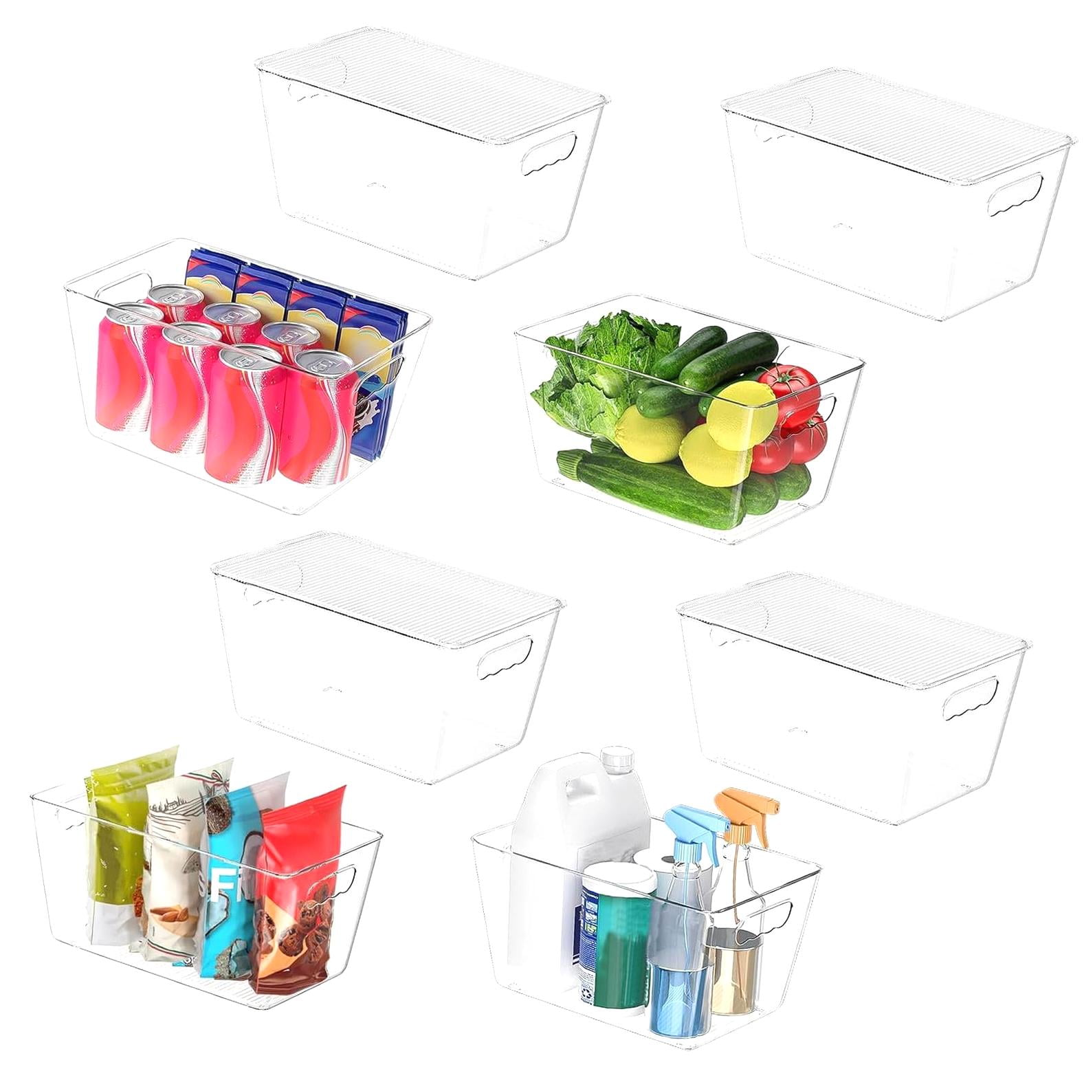 FREEAMG Clear Stackable Storage Containers with Covers, Plastic Bins ...