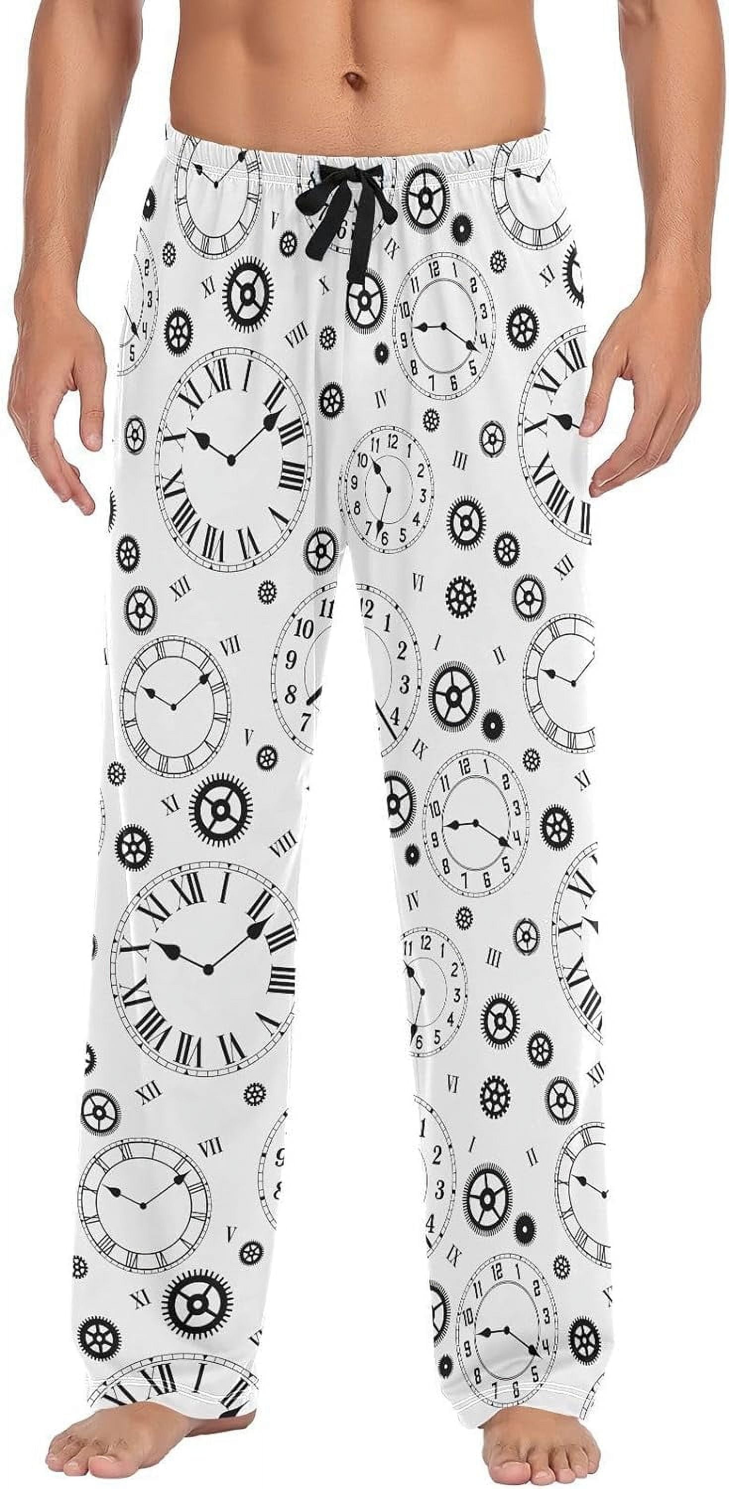 FREEAMG Clocks Gears Pattern Men's Pajama Pants Sleepwear Lounge Pajama ...