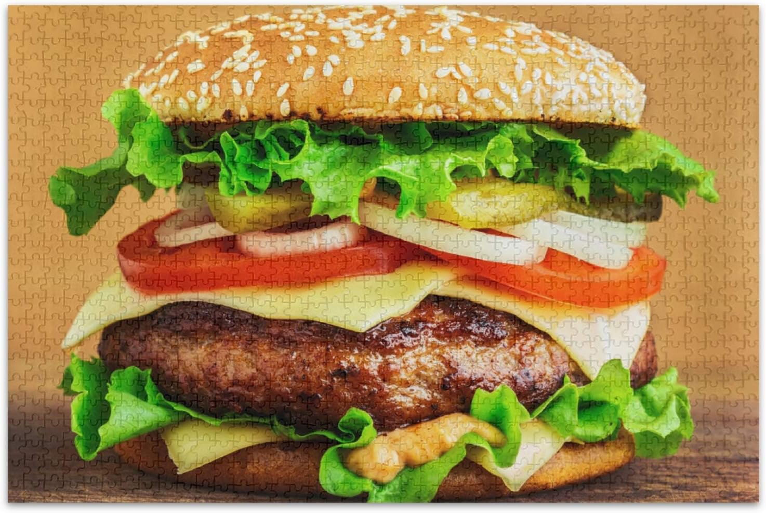 FREEAMG Cloeup of Hamburger Jigsaw Puzzles for Adults 500 Pieces Puzzle ...