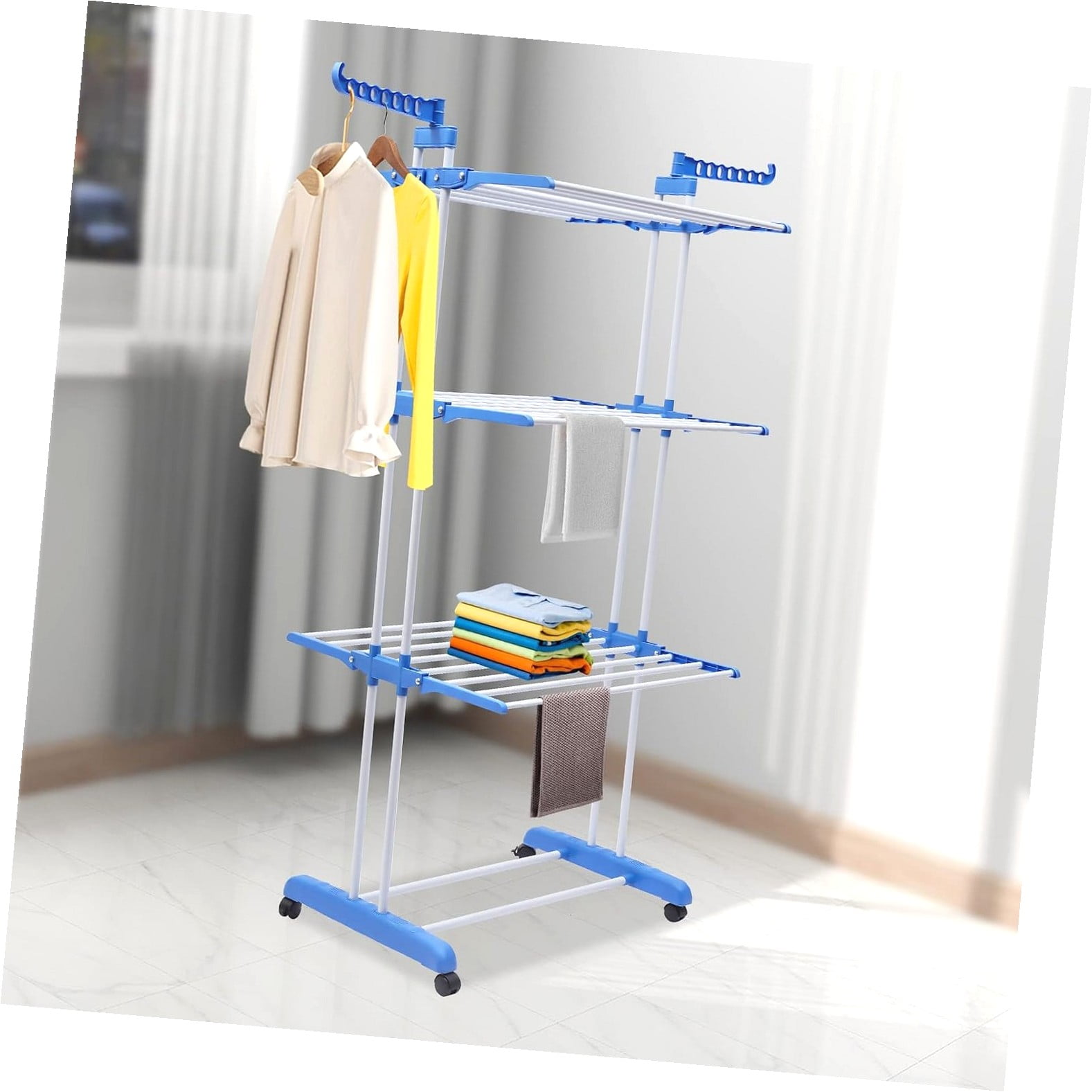 FREEAMG Clothes Drying Rack, Oversized 4-Tier (67.7") Foldable Steel ...