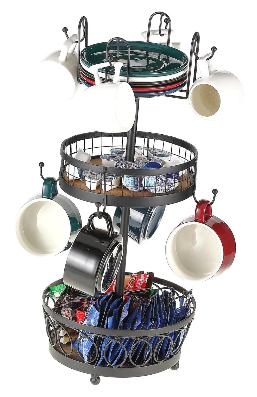 FREEAMG Coffee Cup Stand, 8-Cup Coffee Mug Tree, 3-Tier Cup Holder with ...