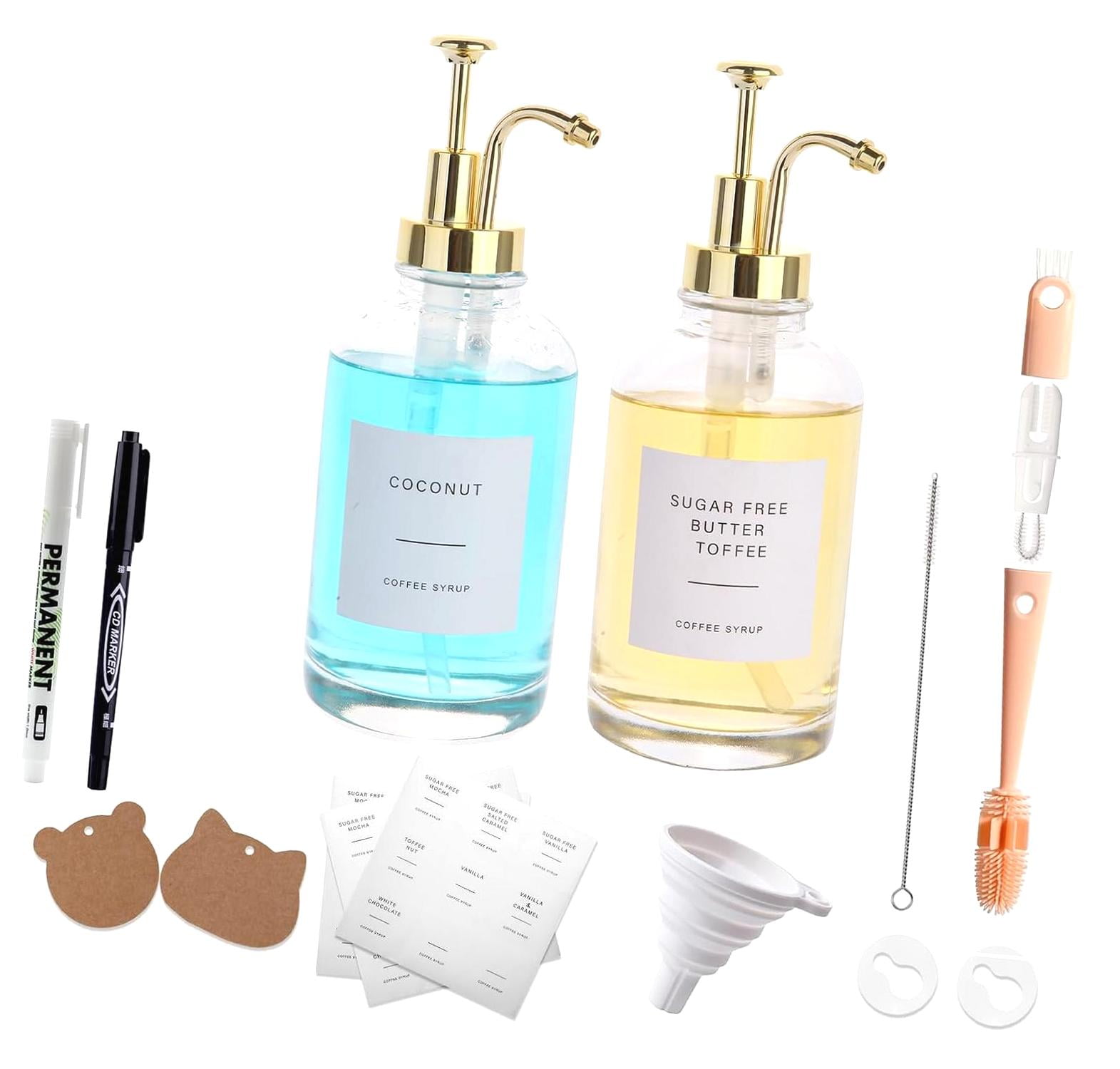 FREEAMG Coffee Syrup Dispenser,Coffee Bar ,4-Pack,16.9 Ounce,Syrup Pump ...