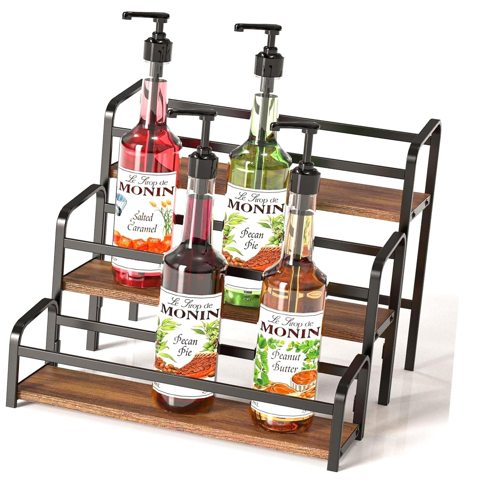 FREEAMG Coffee Syrup Organizer, 3-Tier Syrup Rack 12 Bottles Capacity ...