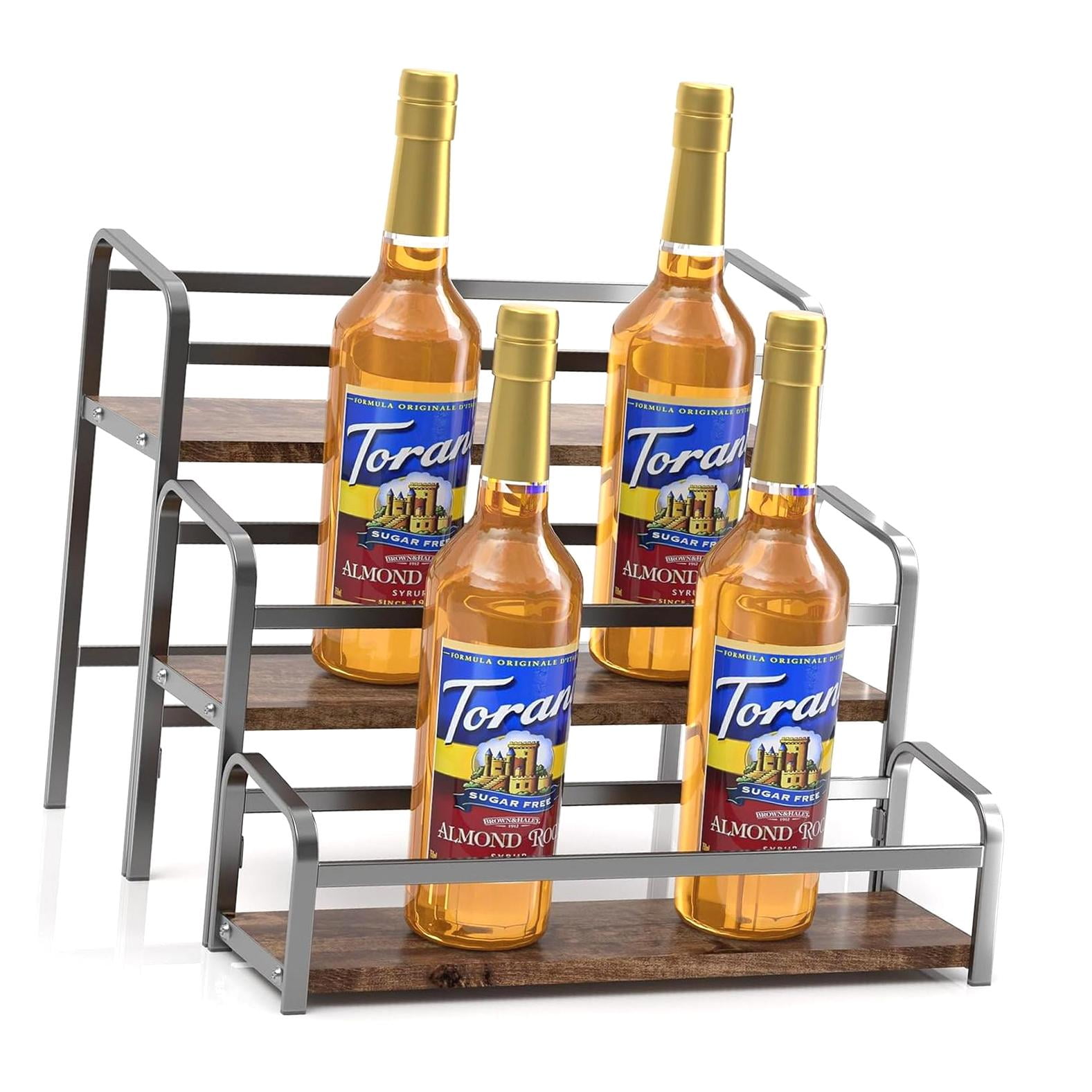 FREEAMG Coffee Syrup Shelf, Holds 12 Bottles, 3- Coffee Bar Organizer ...