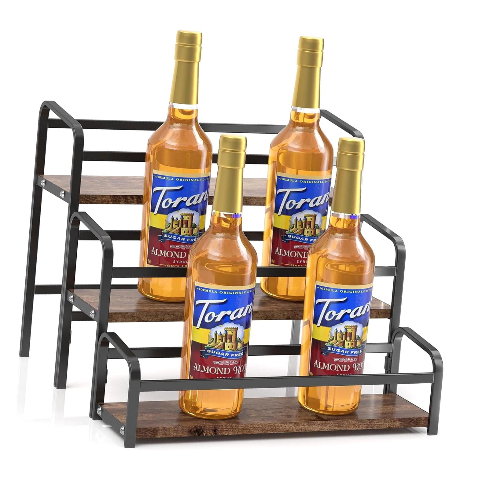 FREEAMG Coffee Syrup Shelf, Holds 12 Bottles, 3- Coffee Bar Organizer ...