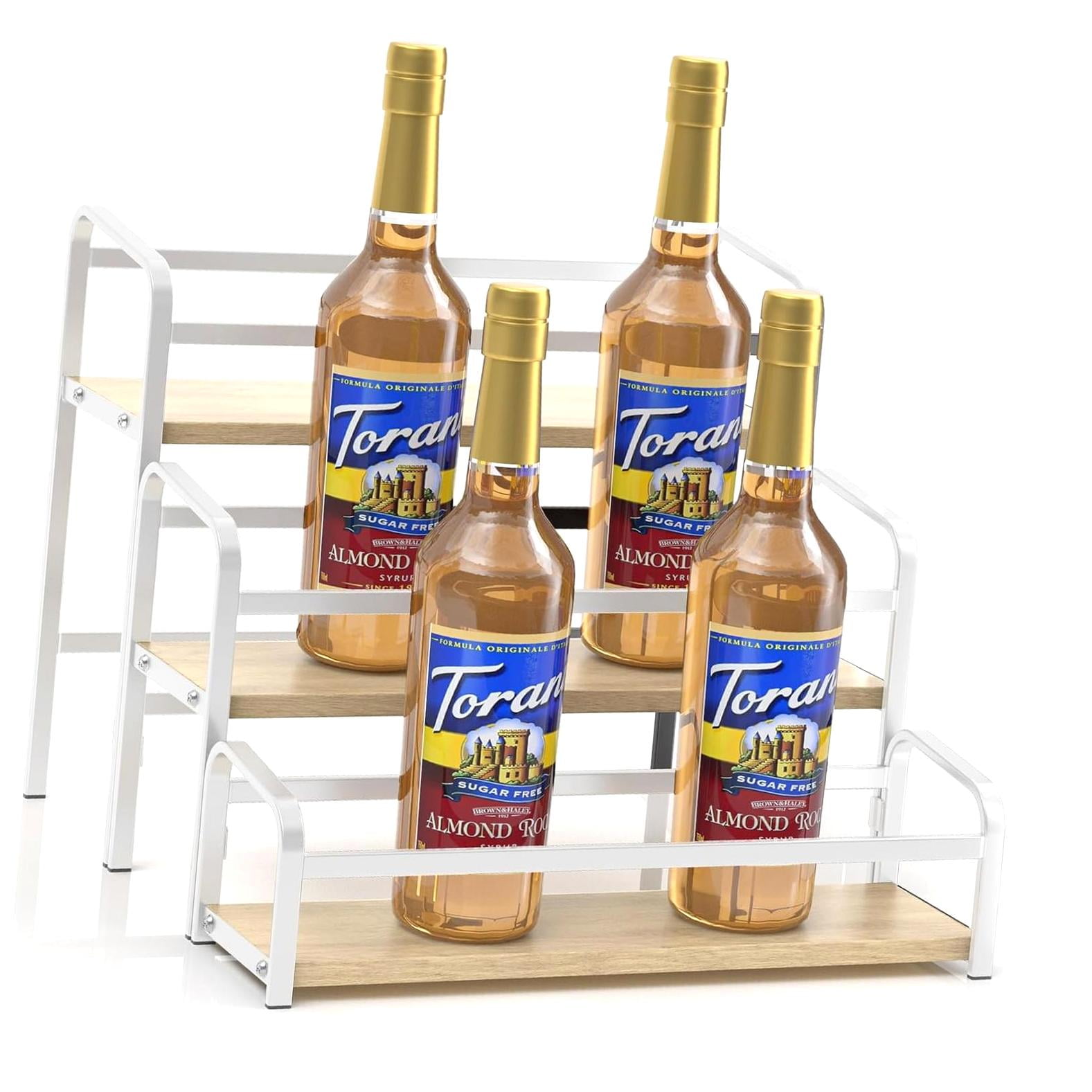 FREEAMG Coffee Syrup Shelf, Holds 12 Bottles, 3- Coffee Bar Organizer ...