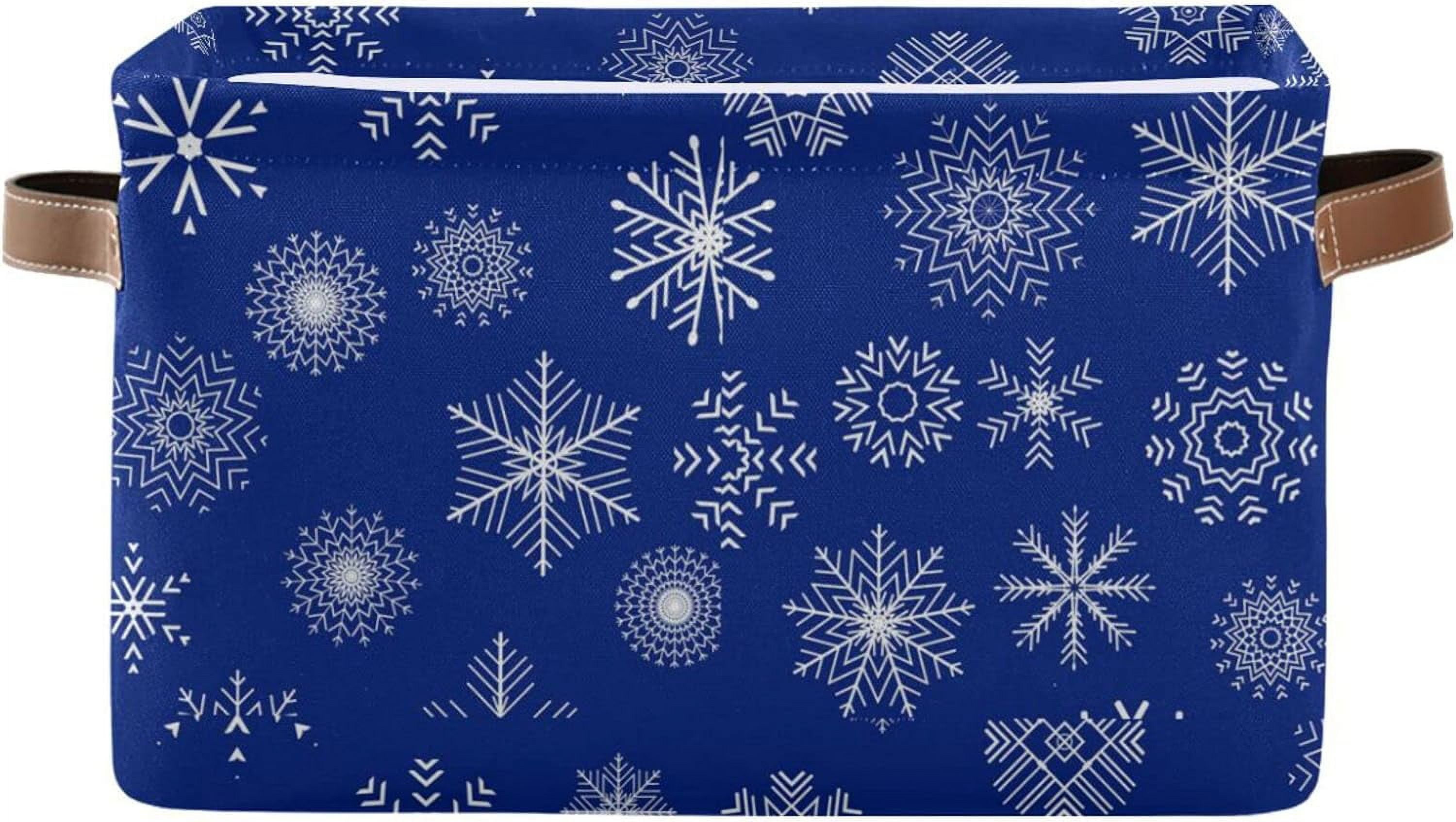 FREEAMG Collapsible Storage Basket Blue Snowflake Rectangular Storage ...