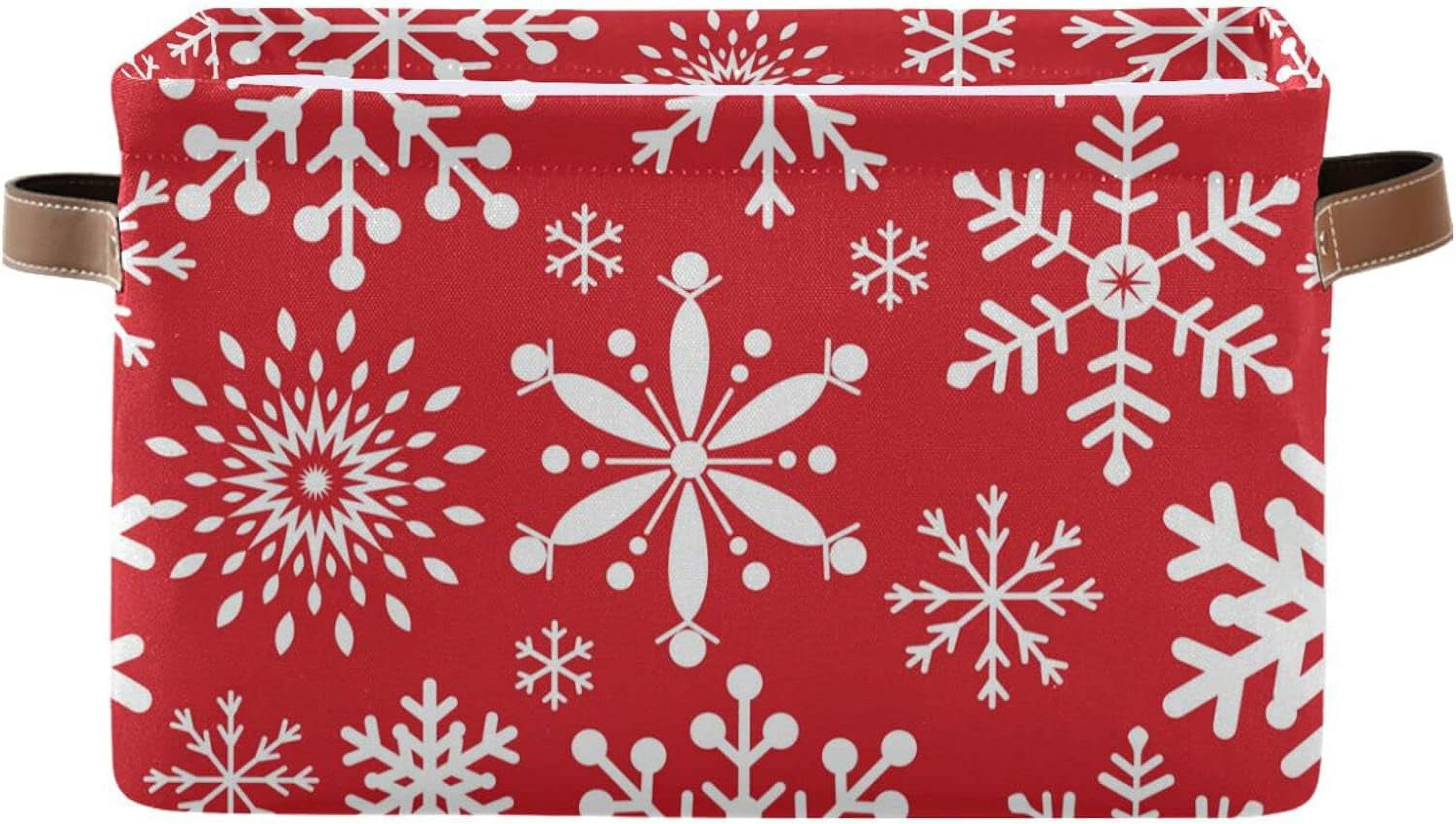 FREEAMG Collapsible Storage Basket Christmas Snowflake Background -c ...