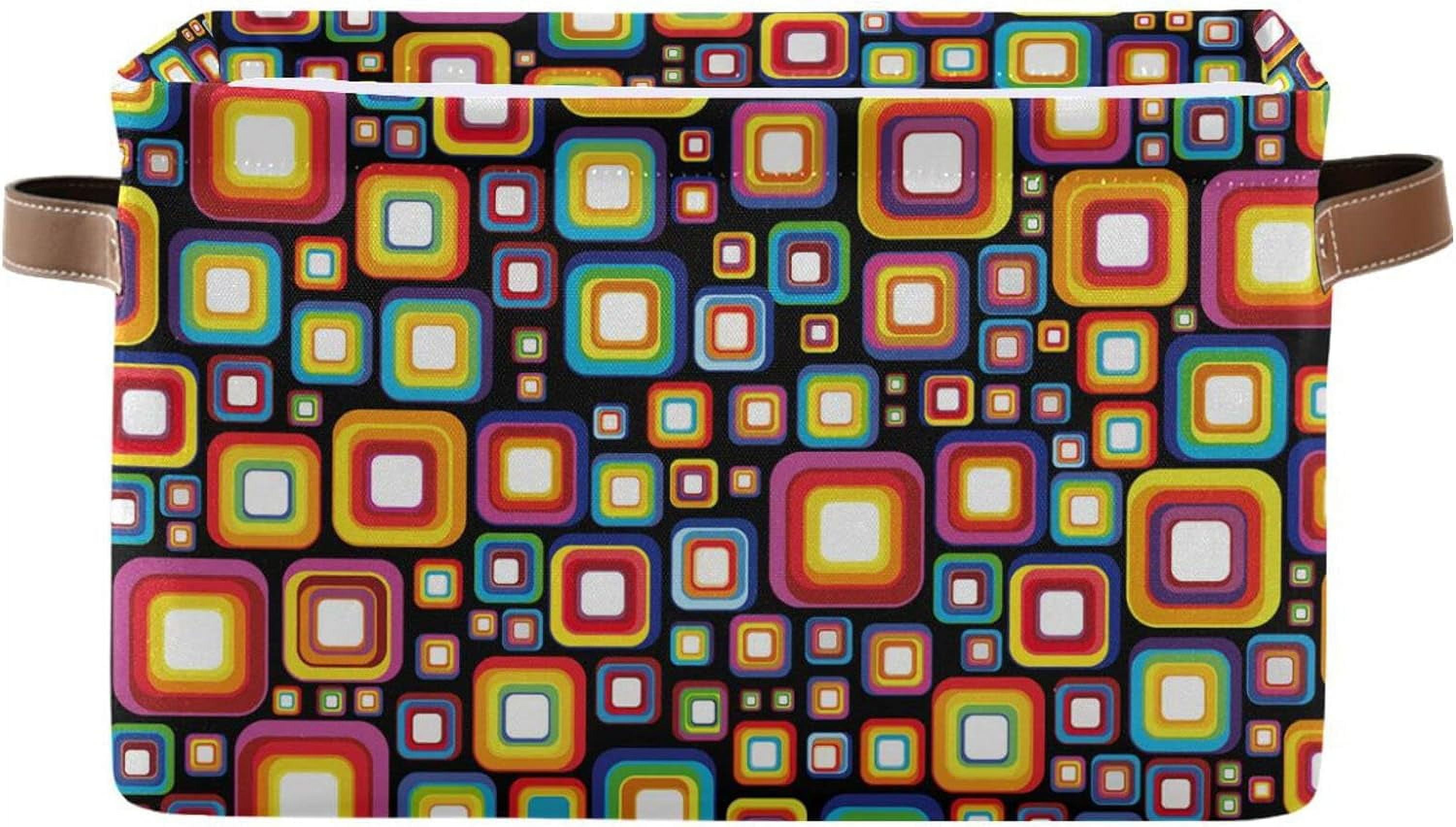 FREEAMG Collapsible Storage Basket Colorful Abstract Geometric Cube ...