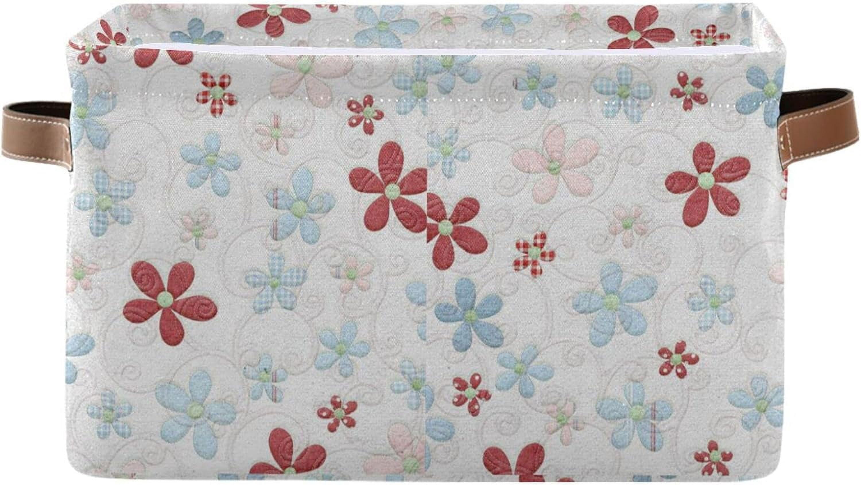 FREEAMG Collapsible Storage Basket Cute Flowers Rectangular Storage ...