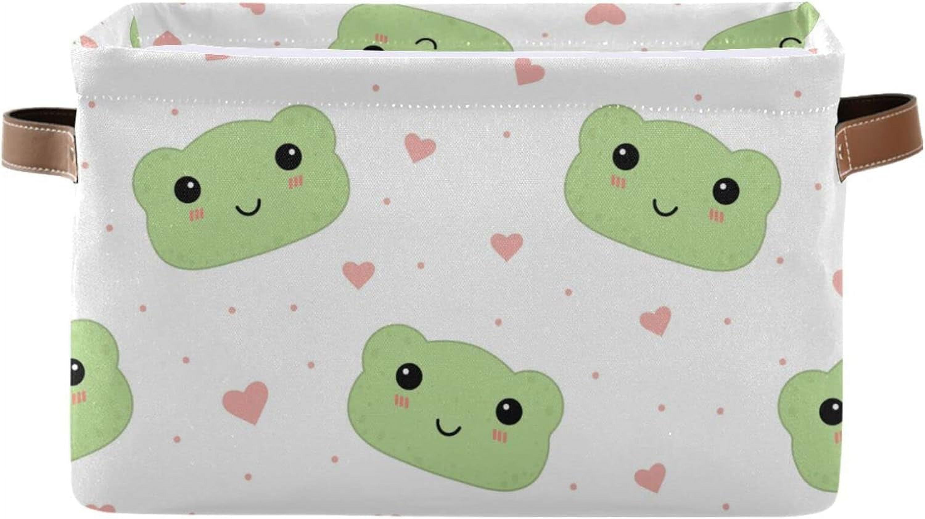 FREEAMG Collapsible Storage Basket Cute Frog Emoticons Rectangular ...