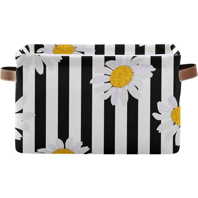 FREEAMG Collapsible Storage Basket Daisy Flowers Rectangular Storage ...