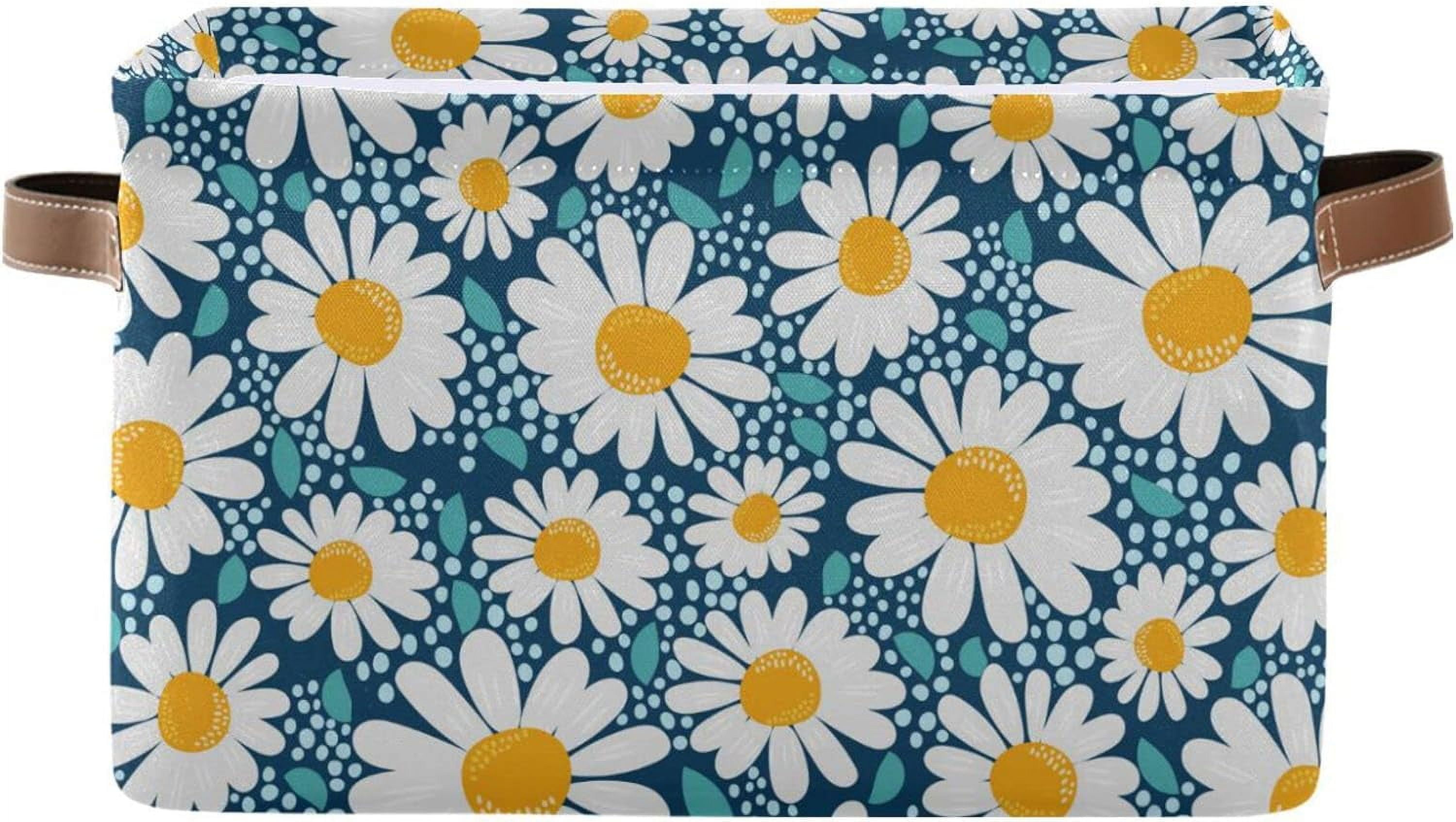 FREEAMG Collapsible Storage Basket Daisy Rectangular Storage Bins ...