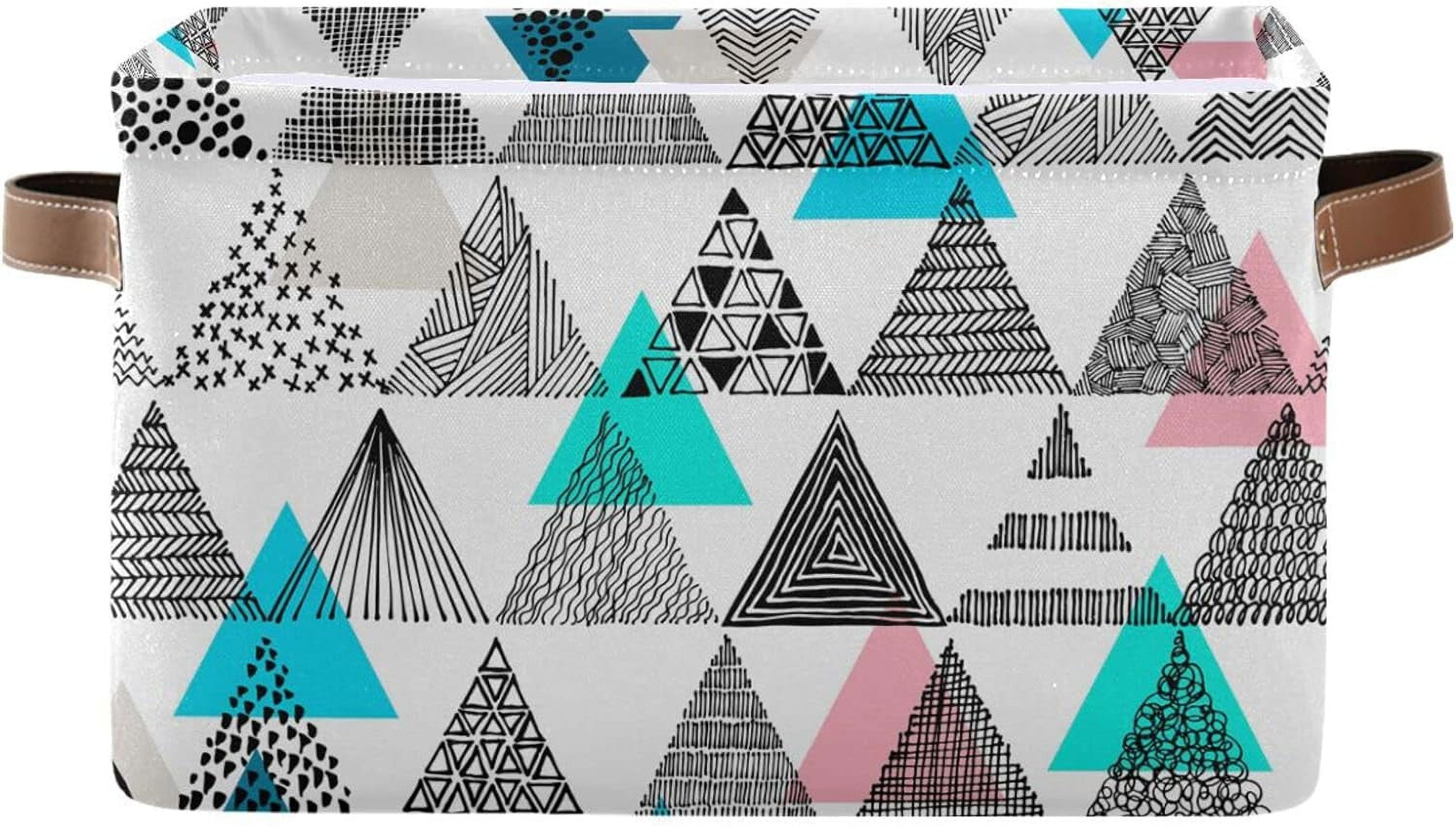 FREEAMG Collapsible Storage Basket Doodle Colored Triangles Rectangular ...