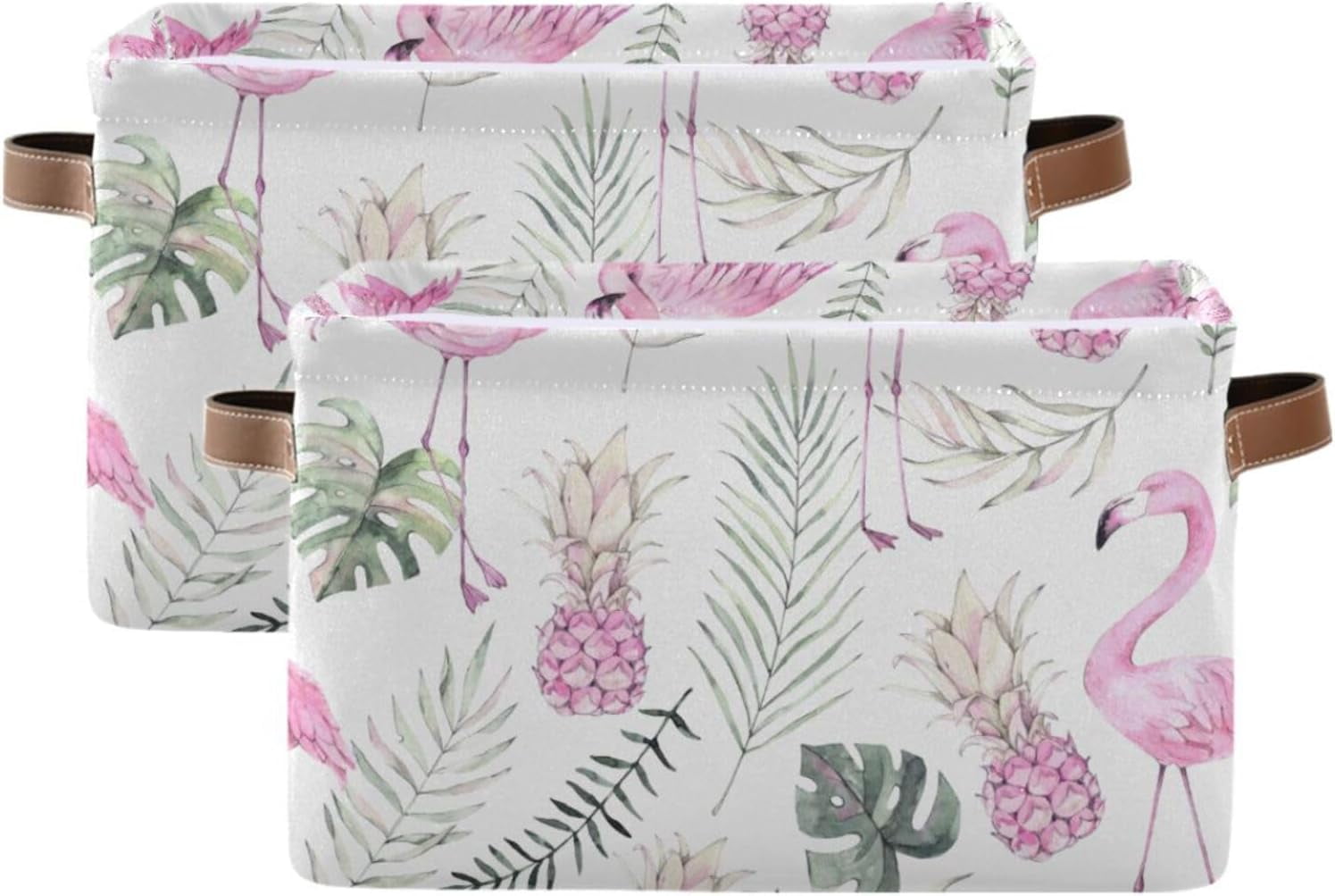 FREEAMG Collapsible Storage Basket Fresh Pink Flower Rectangular ...