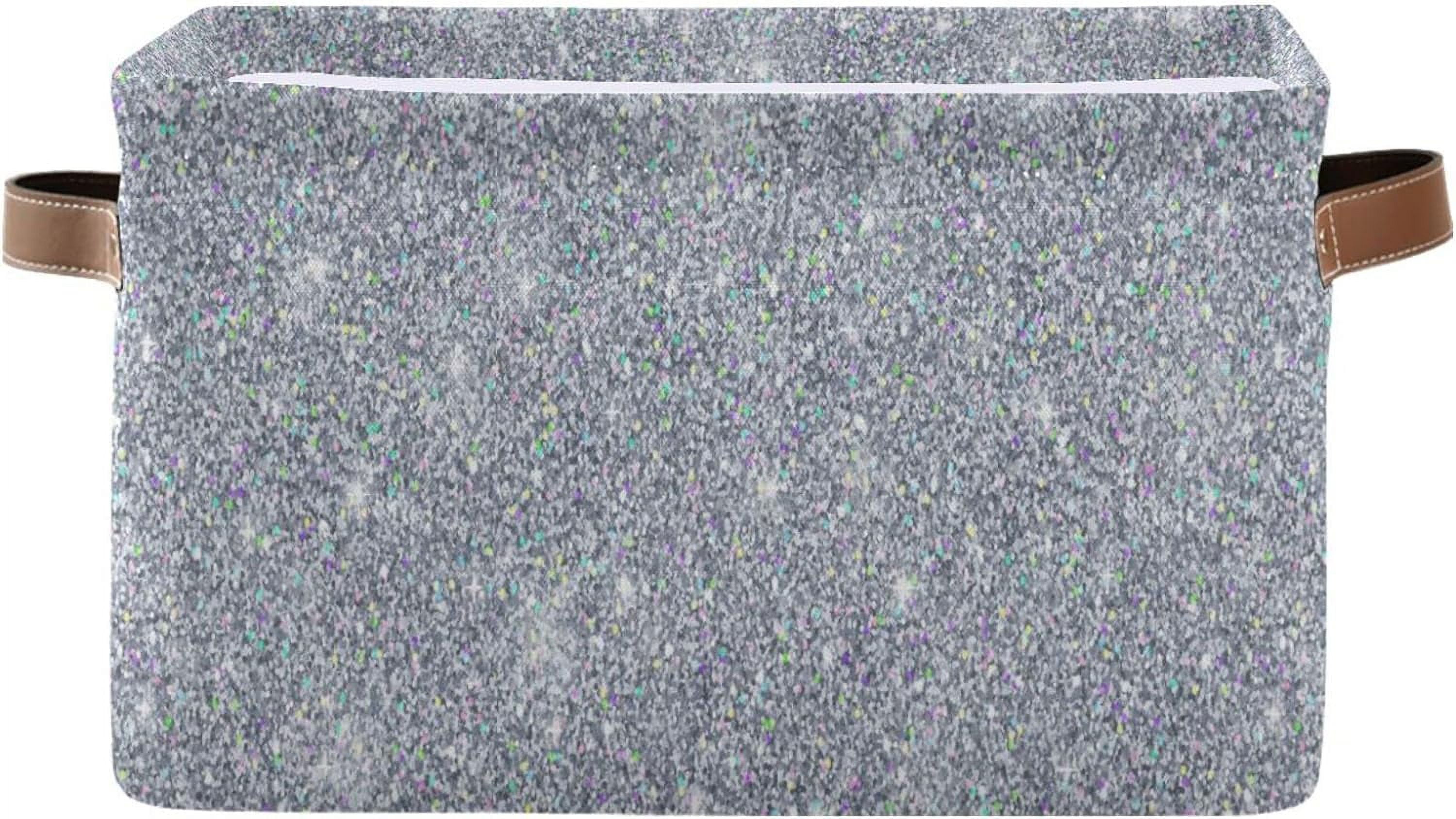 FREEAMG Collapsible Storage Basket Grey Glitter Texture Rectangular ...