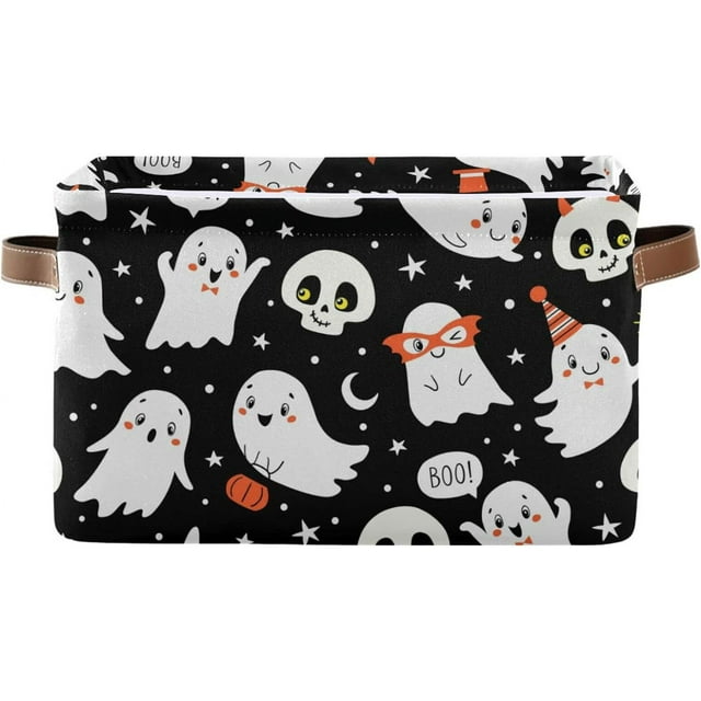 FREEAMG Collapsible Storage Basket Halloween Ghost Rectangular Storage ...