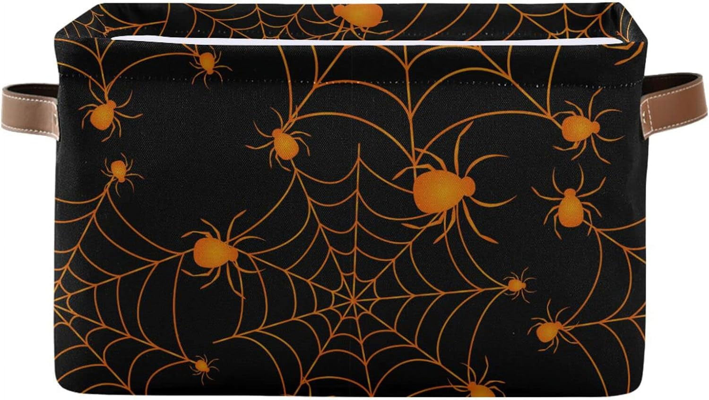 FREEAMG Collapsible Storage Basket Halloween Spider Rectangular Storage ...