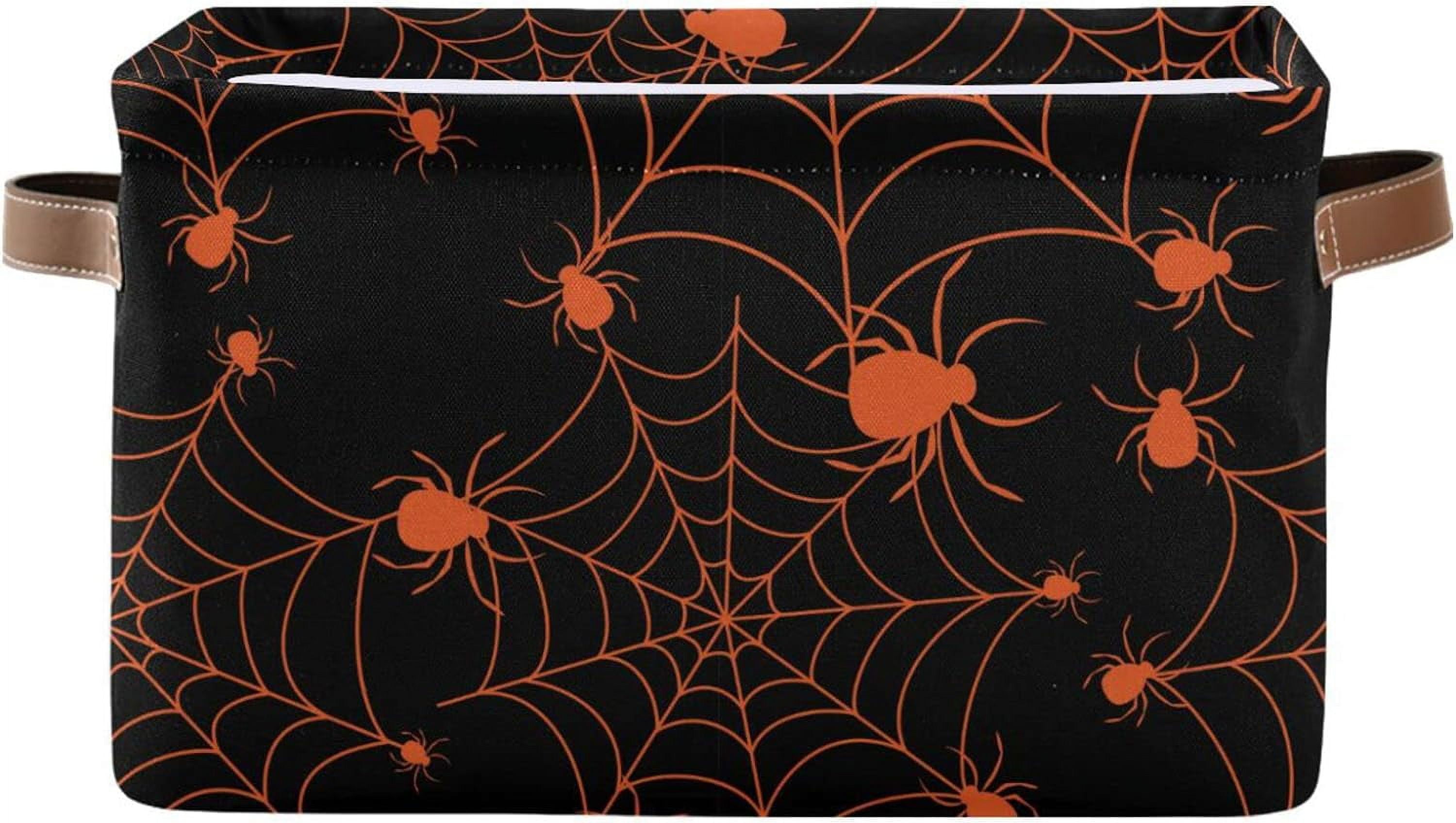 FREEAMG Collapsible Storage Basket Halloween Spider Rectangular Storage ...