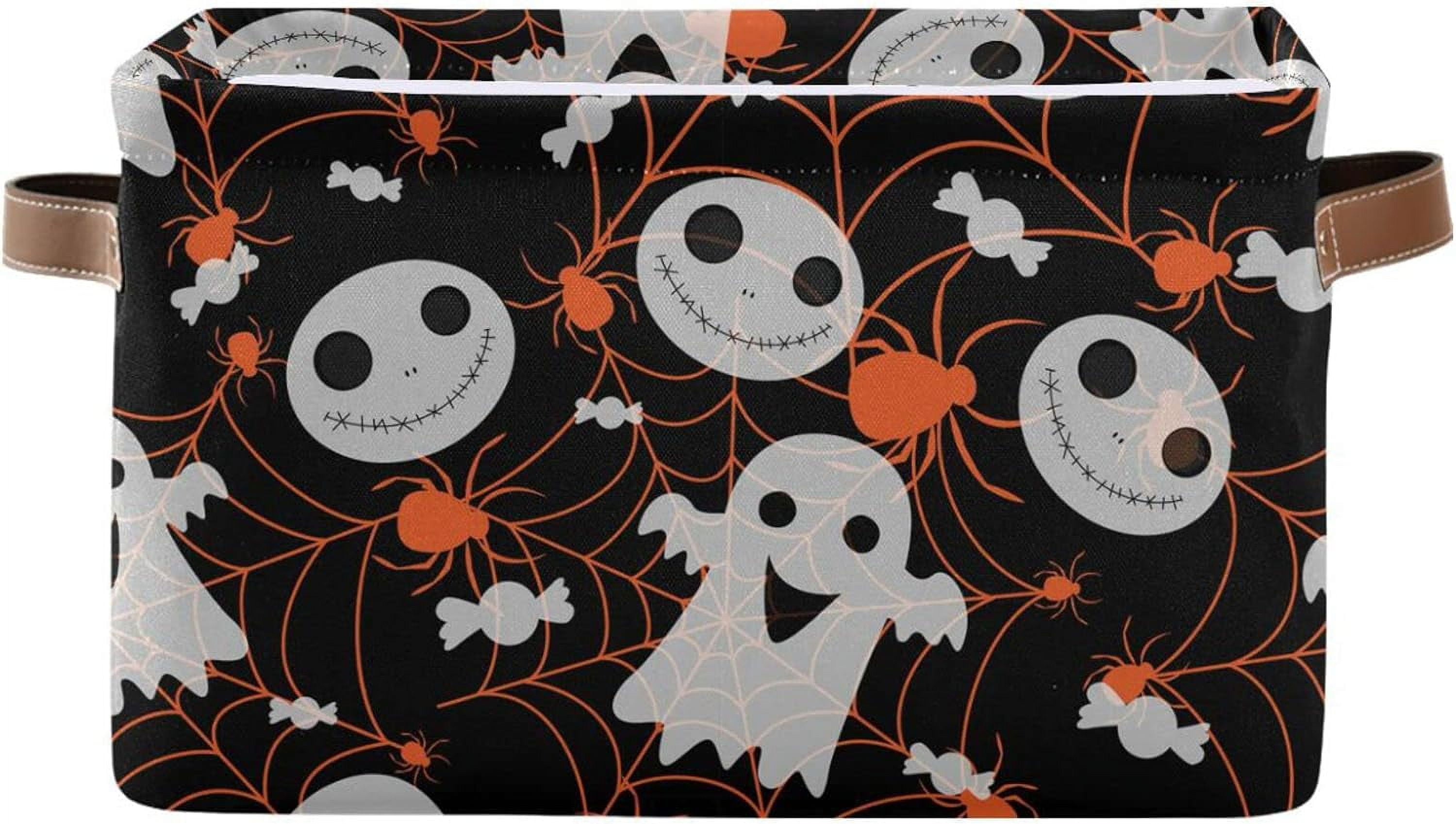 FREEAMG Collapsible Storage Basket Halloween Spider Skeleton ...