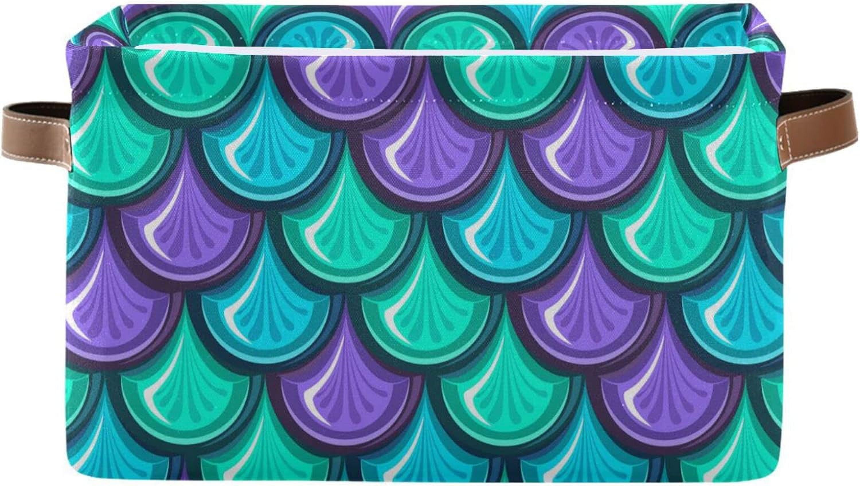 FREEAMG Collapsible Storage Basket Mermaid Rectangular Storage Bins ...