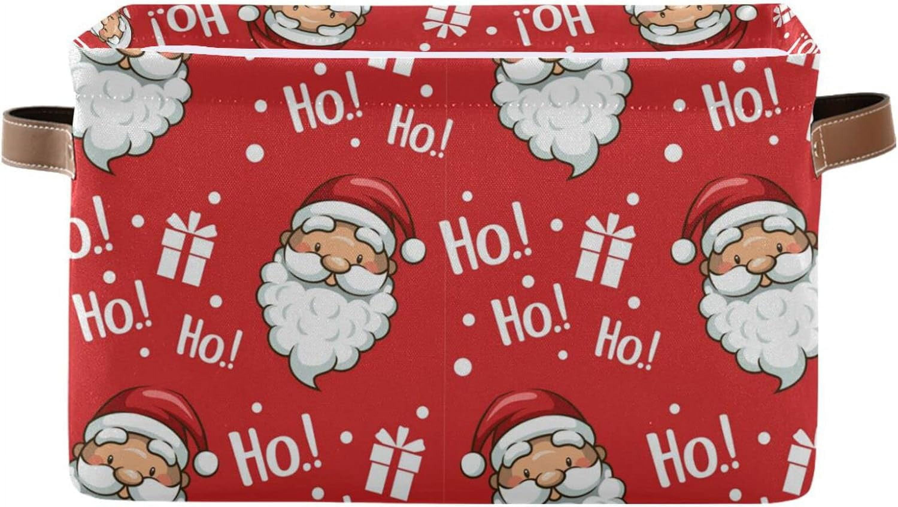 FREEAMG Collapsible Storage Basket Merry Christmas Ho Ho -b Rectangular ...