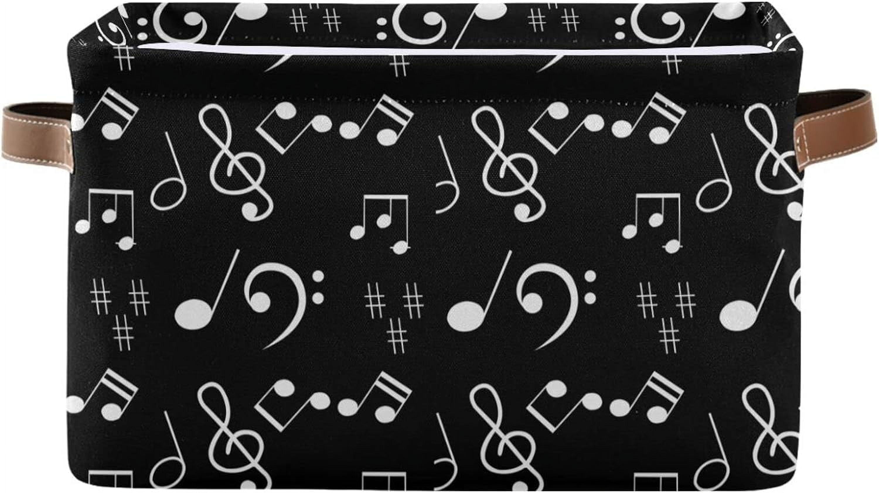 FREEAMG Collapsible Storage Basket Music Black Rectangular Storage Bins ...
