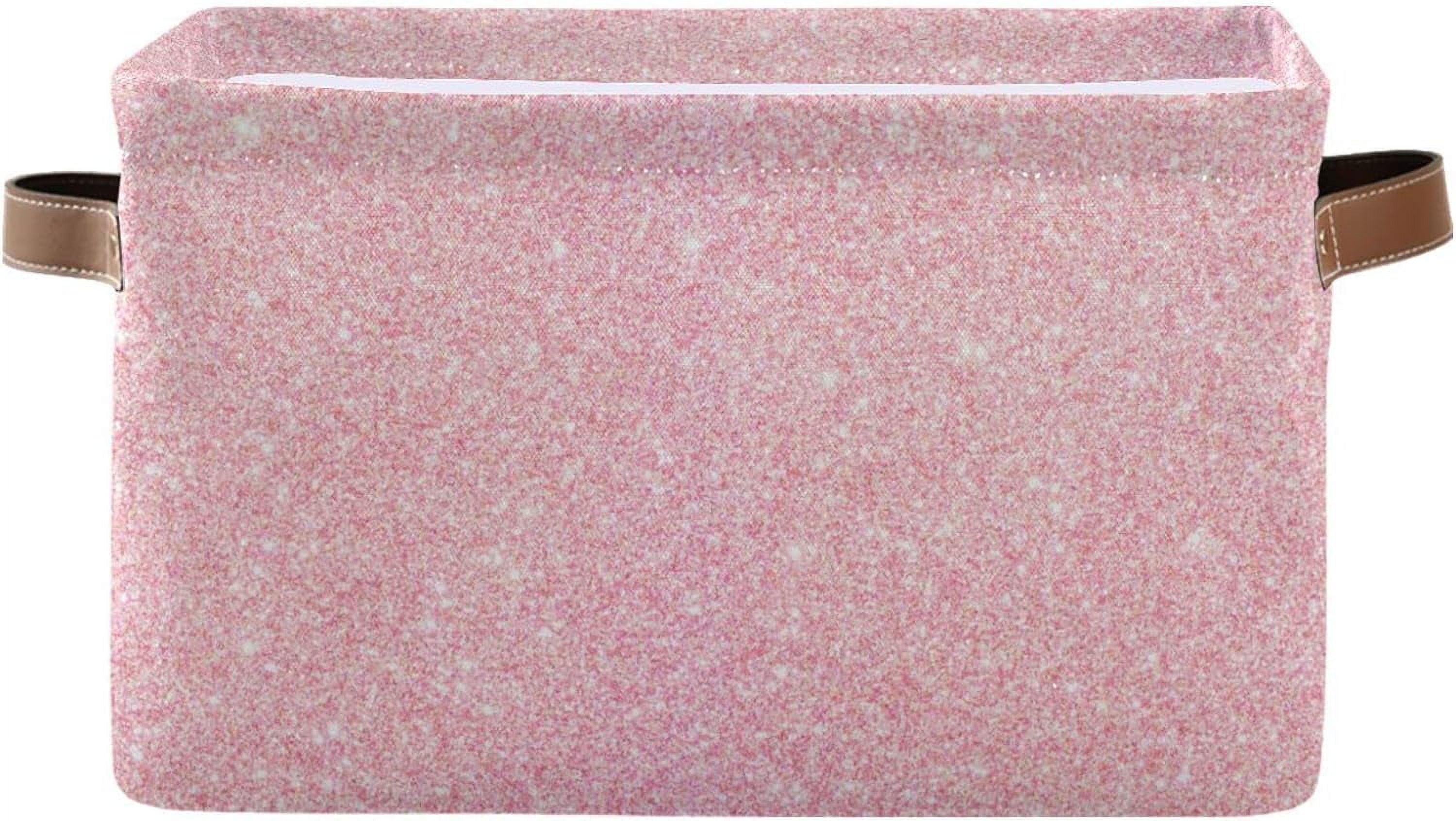 FREEAMG Collapsible Storage Basket Pink Glitter Texture Rectangular ...