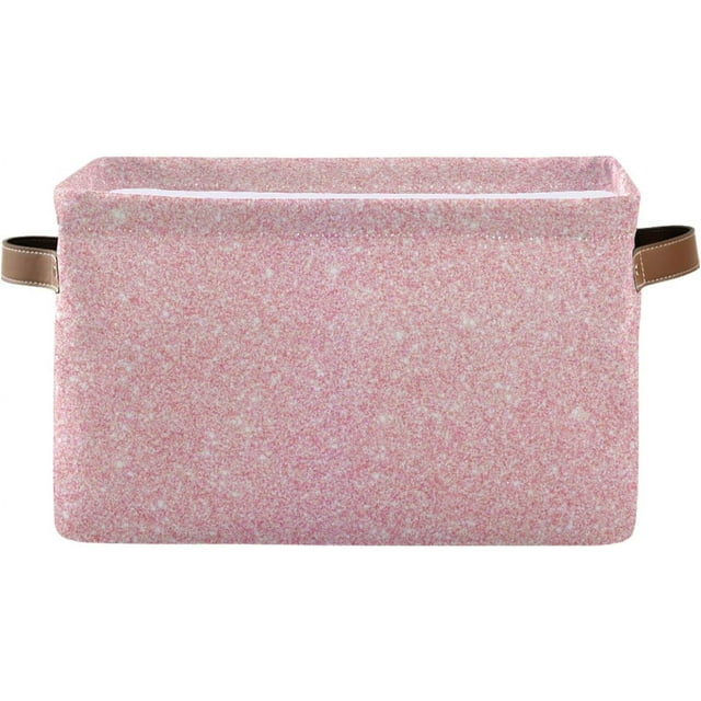 FREEAMG Collapsible Storage Basket Pink Glitter Texture Rectangular ...