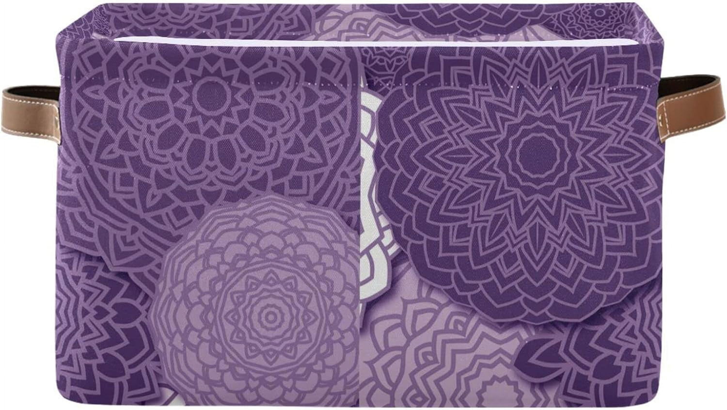 FREEAMG Collapsible Storage Basket Purple Mandala Boho Rectangular ...