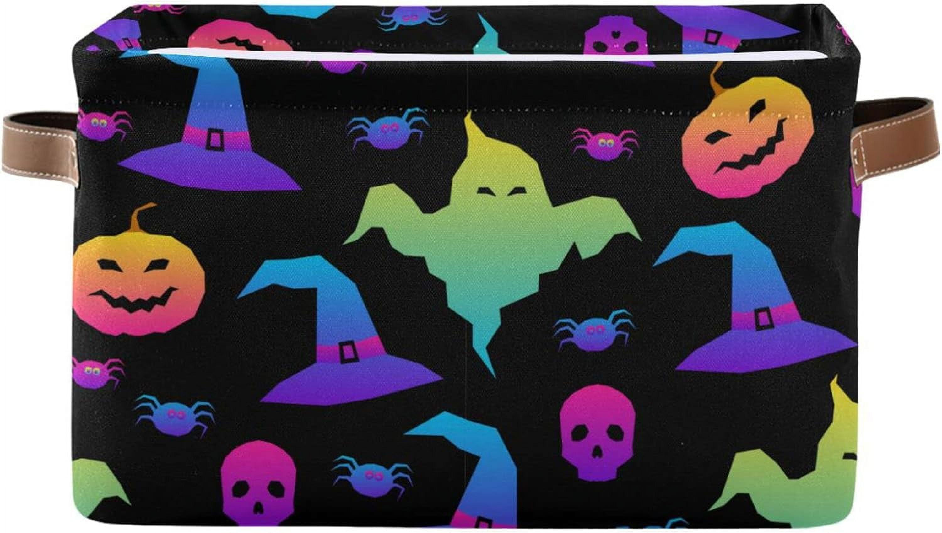 FREEAMG Collapsible Storage Basket Rainbow Halloween Rectangular ...