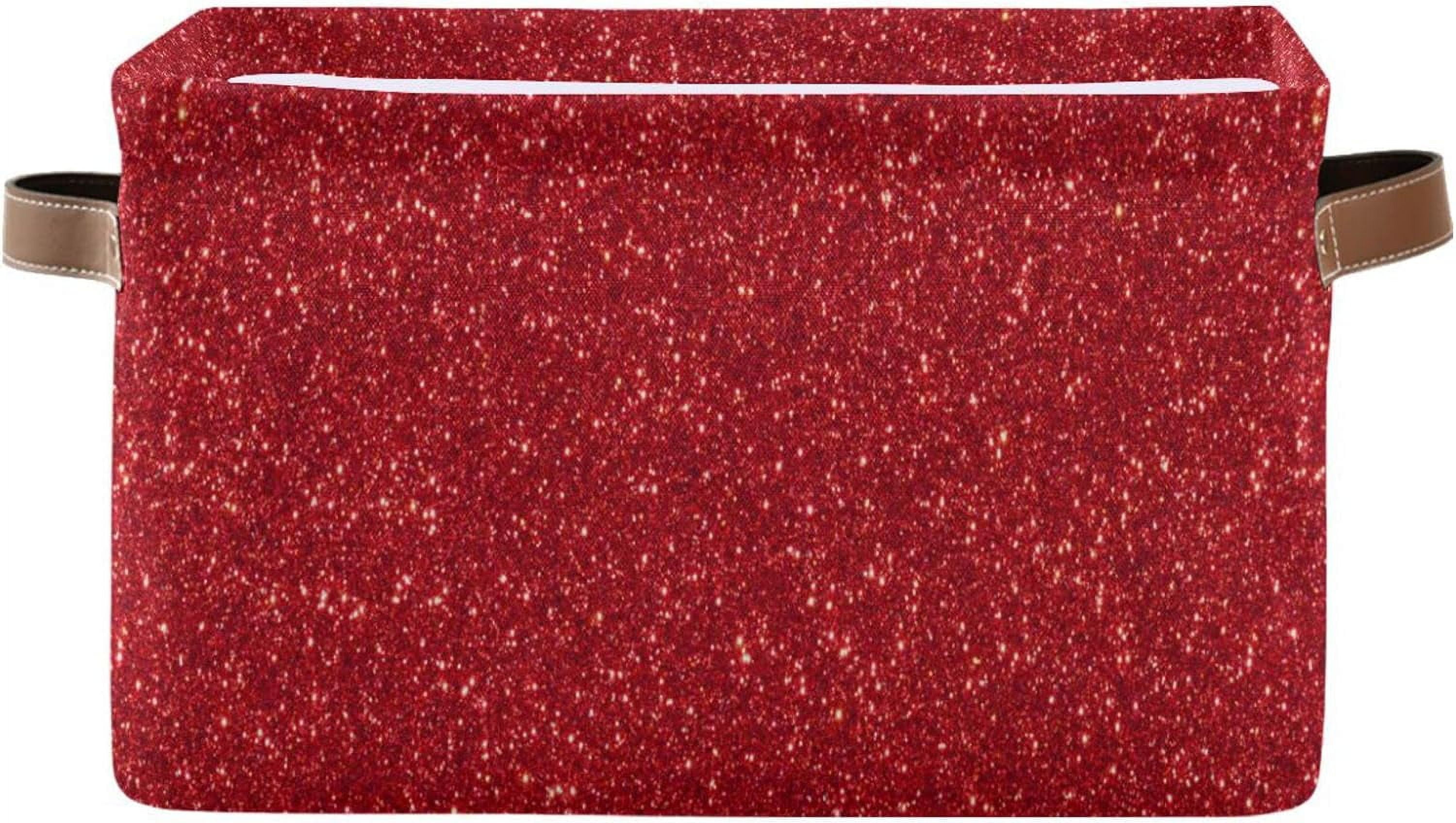 FREEAMG Collapsible Storage Basket Red Glitter Texture Rectangular ...