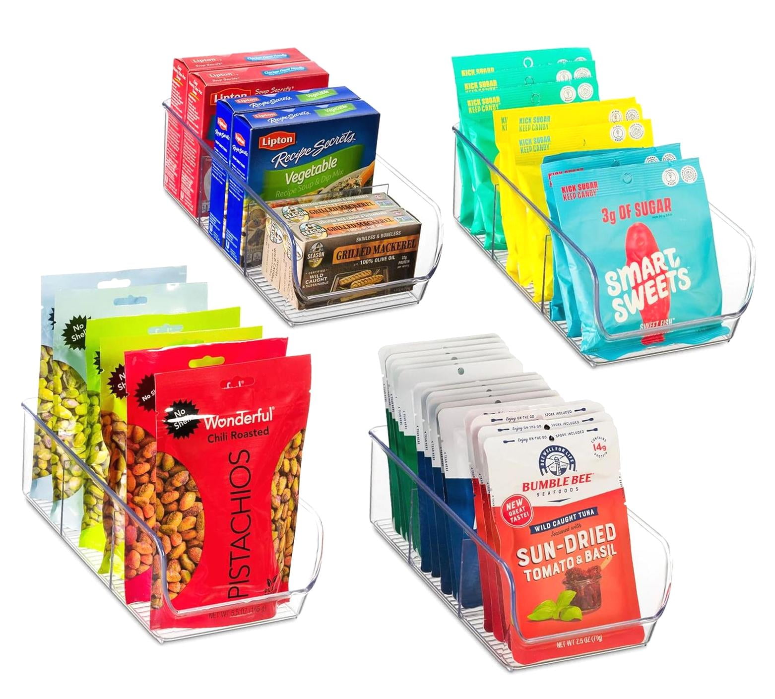 FREEAMG Collection of 4 Food Storage Organizer Containers - Segmented 3 ...