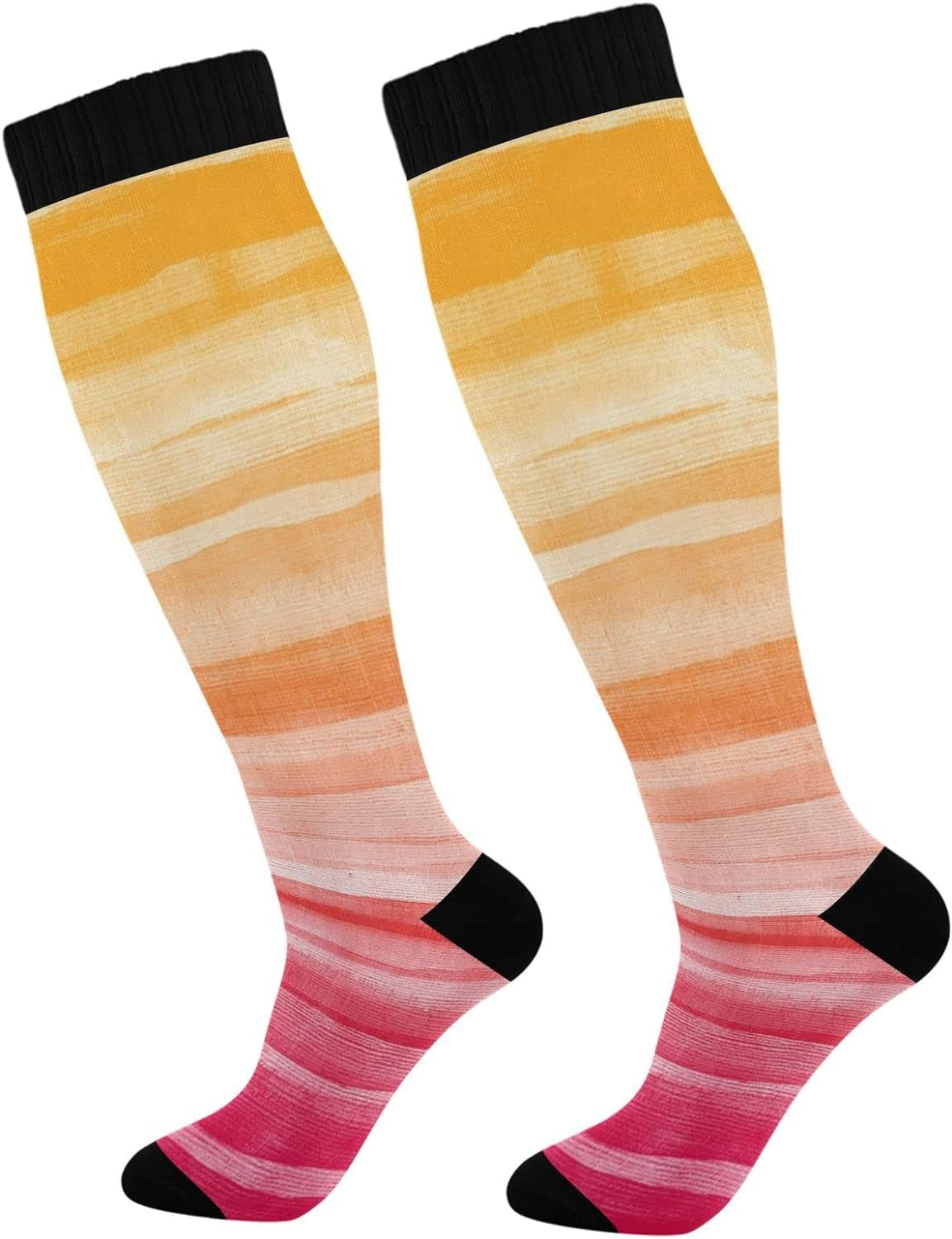 FREEAMG Colored Stripes Compression Socks for Women&Men Circulation ...