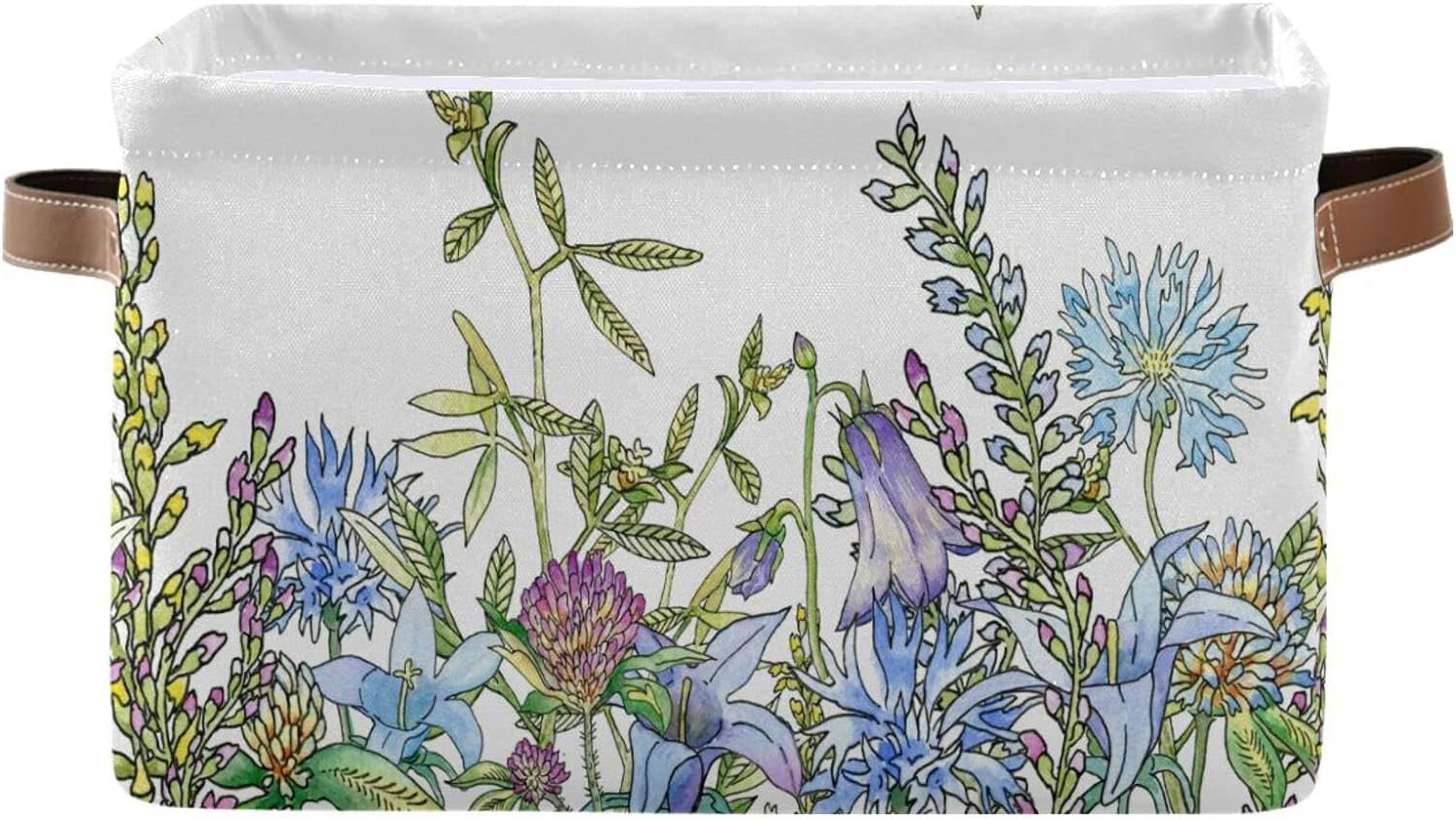 FREEAMG Colorful Beautiful Flowers Large Square Storage Basket Bin with ...